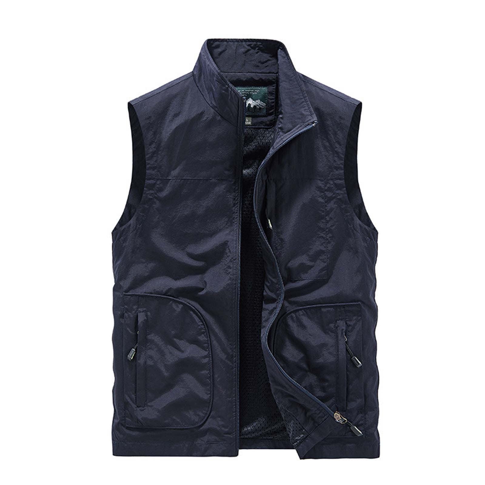 WDZUDU 2024 Men’s Utility Vest Outdoor Safari Fishing Cargo Outerwear ...