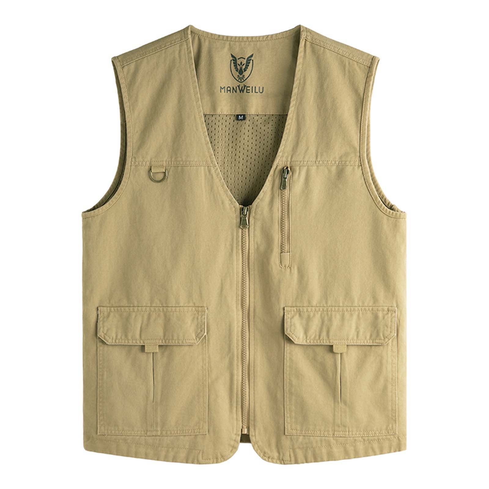 WDZUDU 2024 Mens Utility Outerwear Vest Outdoor Sports Cargo Waistcoat ...