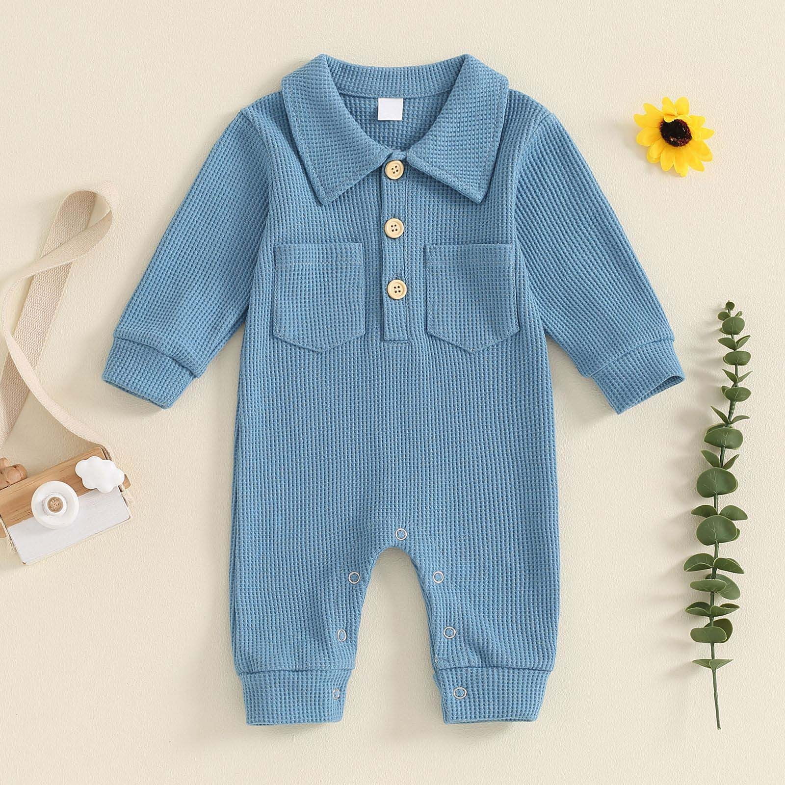 WDZUDU Infant Boys Girls Clothes Set Newborn Baby Romper Waffle ...