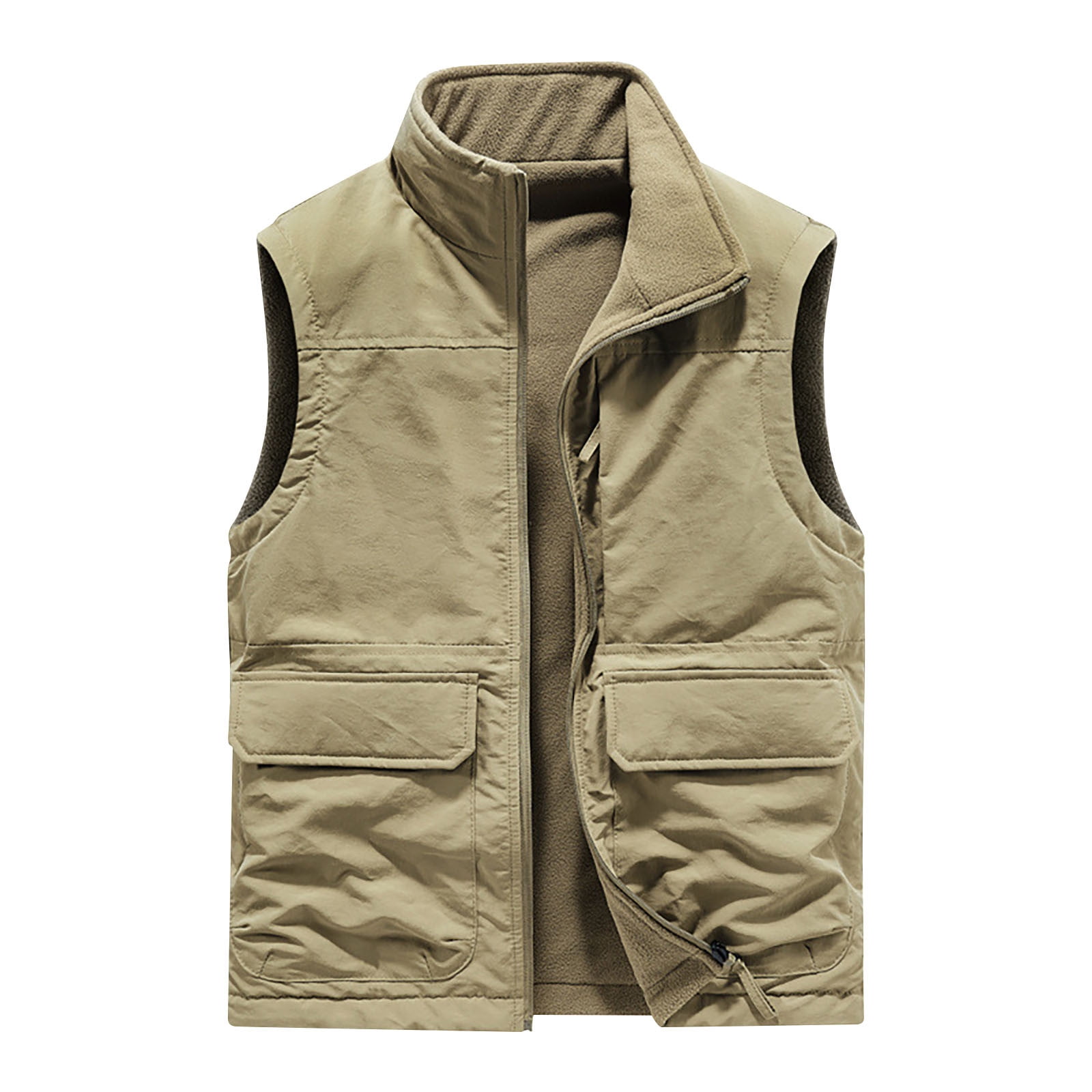 WDZUDU Men's Fishing Vest Casual Double-Sided Plus Velvet Warm Vest ...