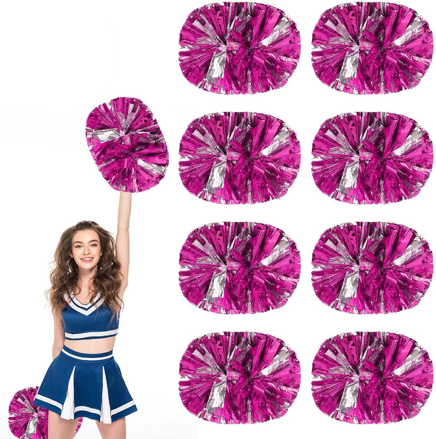 WE 8PcsMetallic Cheerleading Pom Poms, Cheerleader Pom Poms Sports ...