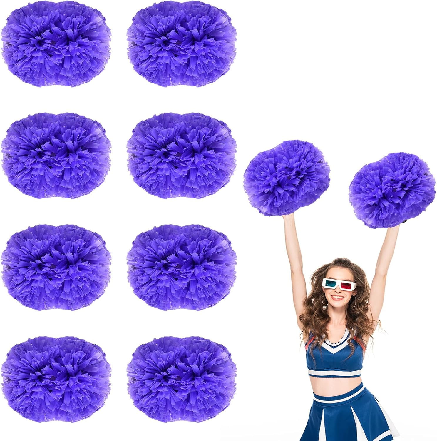 WE 8PcsMetallic Cheerleading Pom Poms, Cheerleader Pom Poms Sports ...