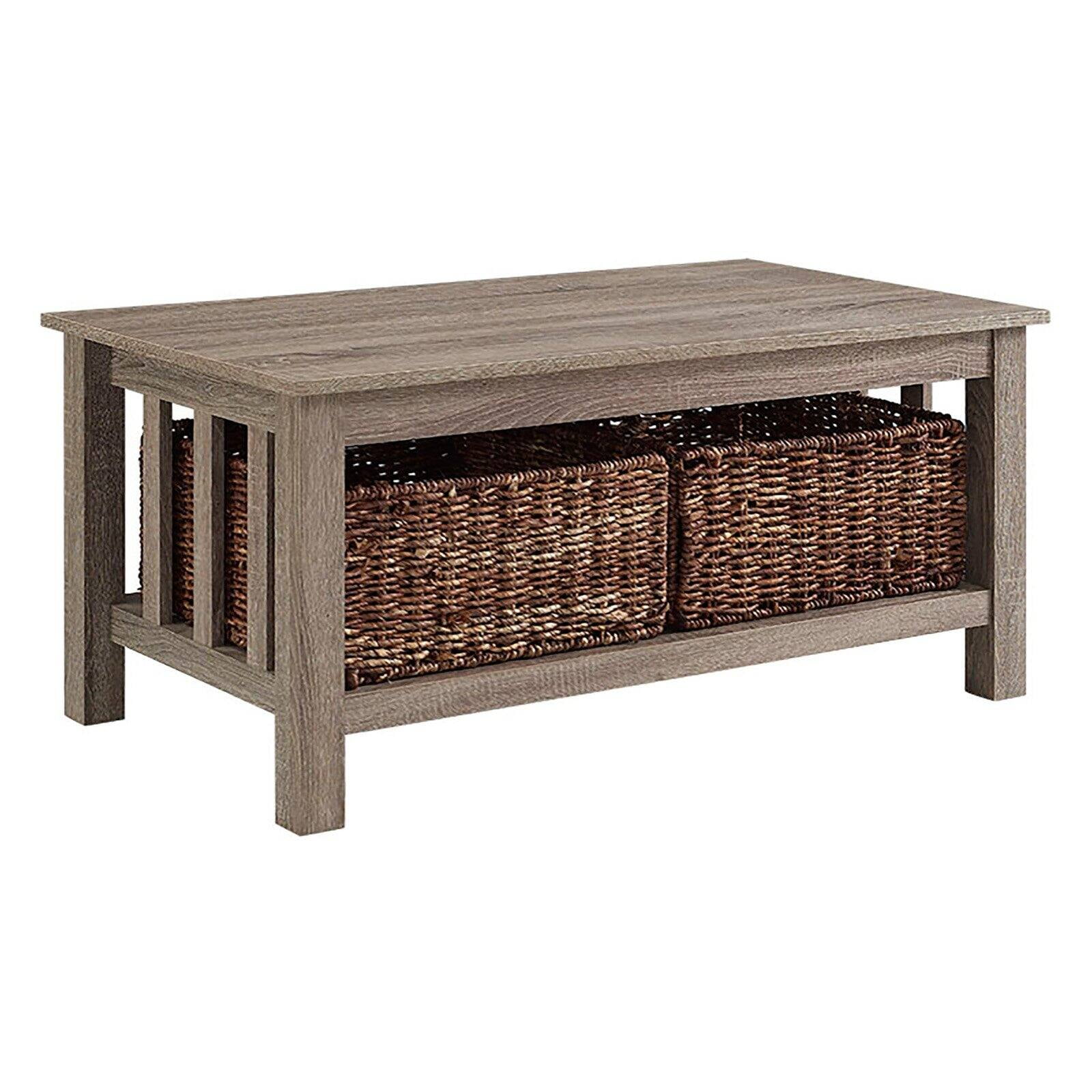 WE Furniture 40" Wood Storage Coffee Table with Totes - Walmart.com