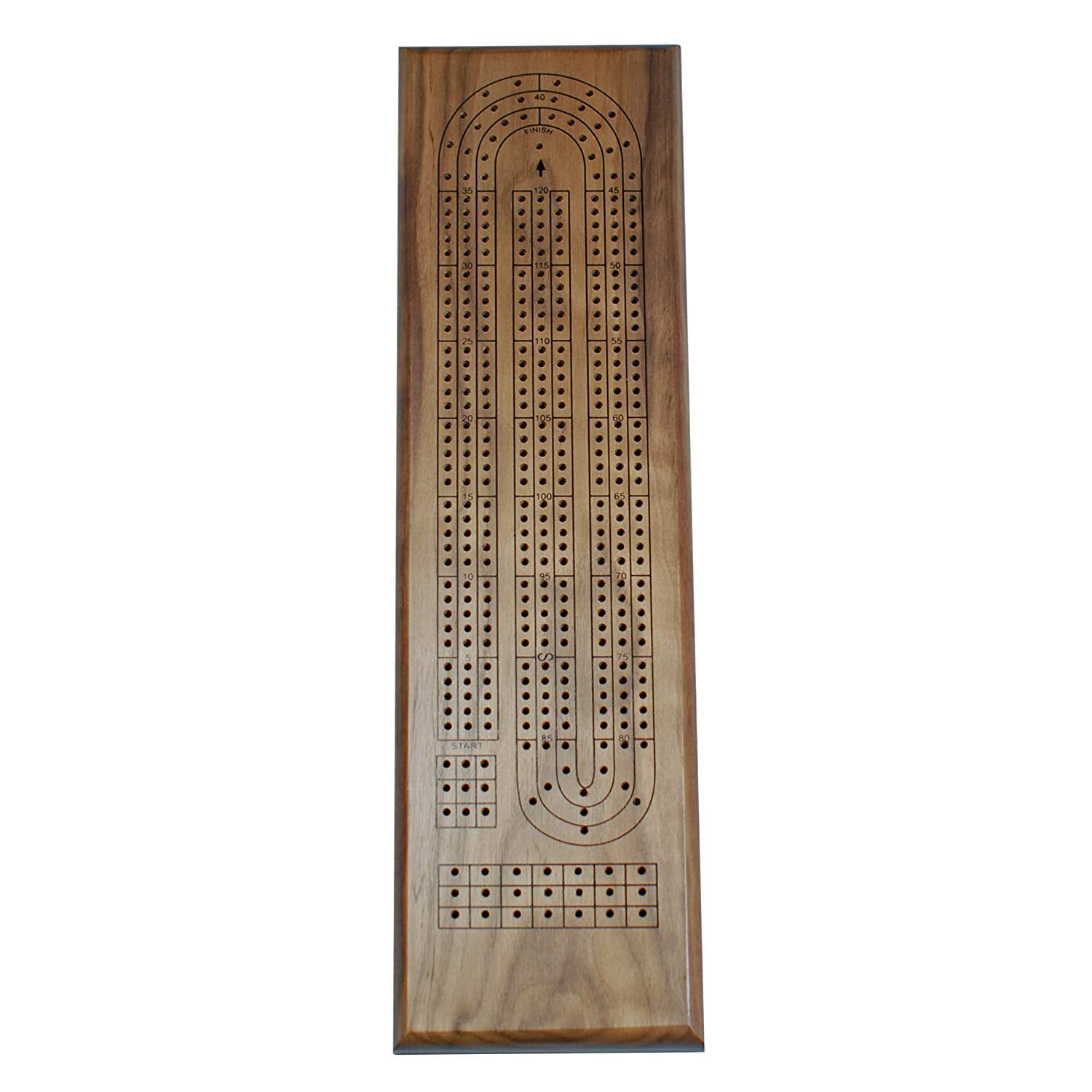 WE Games Classic Solid DHF10 Walnut Wood Board Cribbage Board Set, 3 ...
