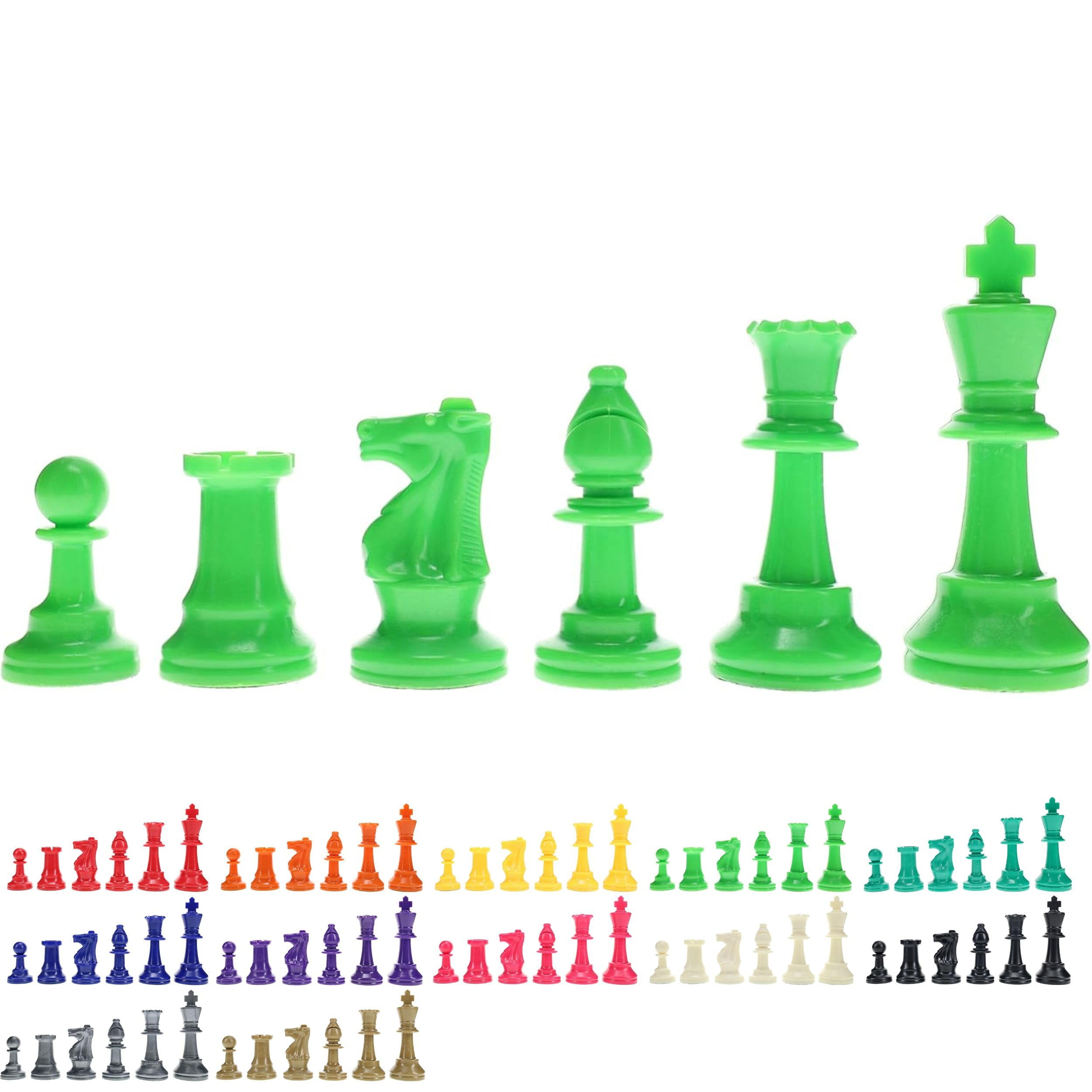 WE Games Color Bright SSF20 Plastic Staunton Tournament Chess Pieces ...