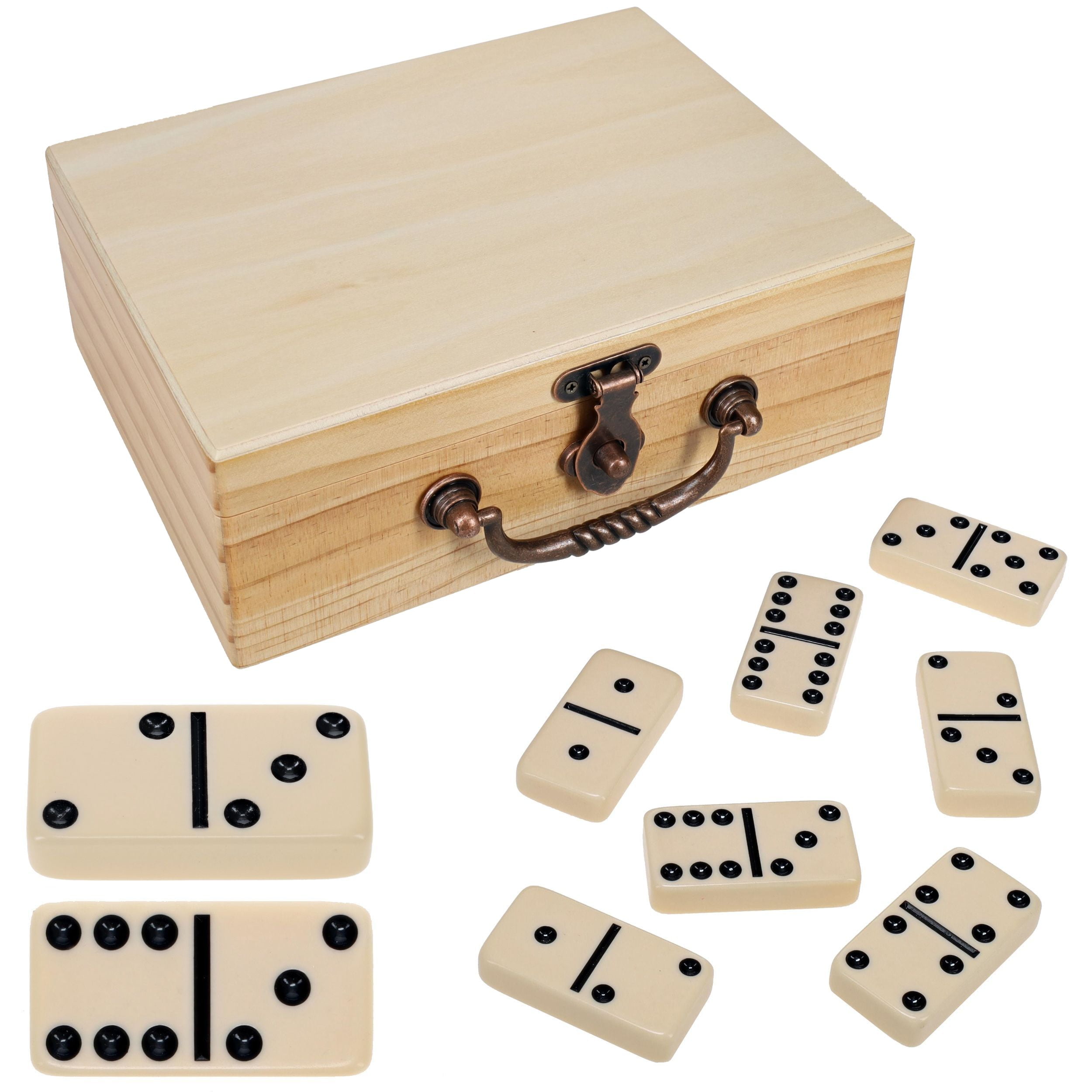 WE Games Double 6 Dominoes - Ivory Tiles, Wooden Box, Family Game Night ...