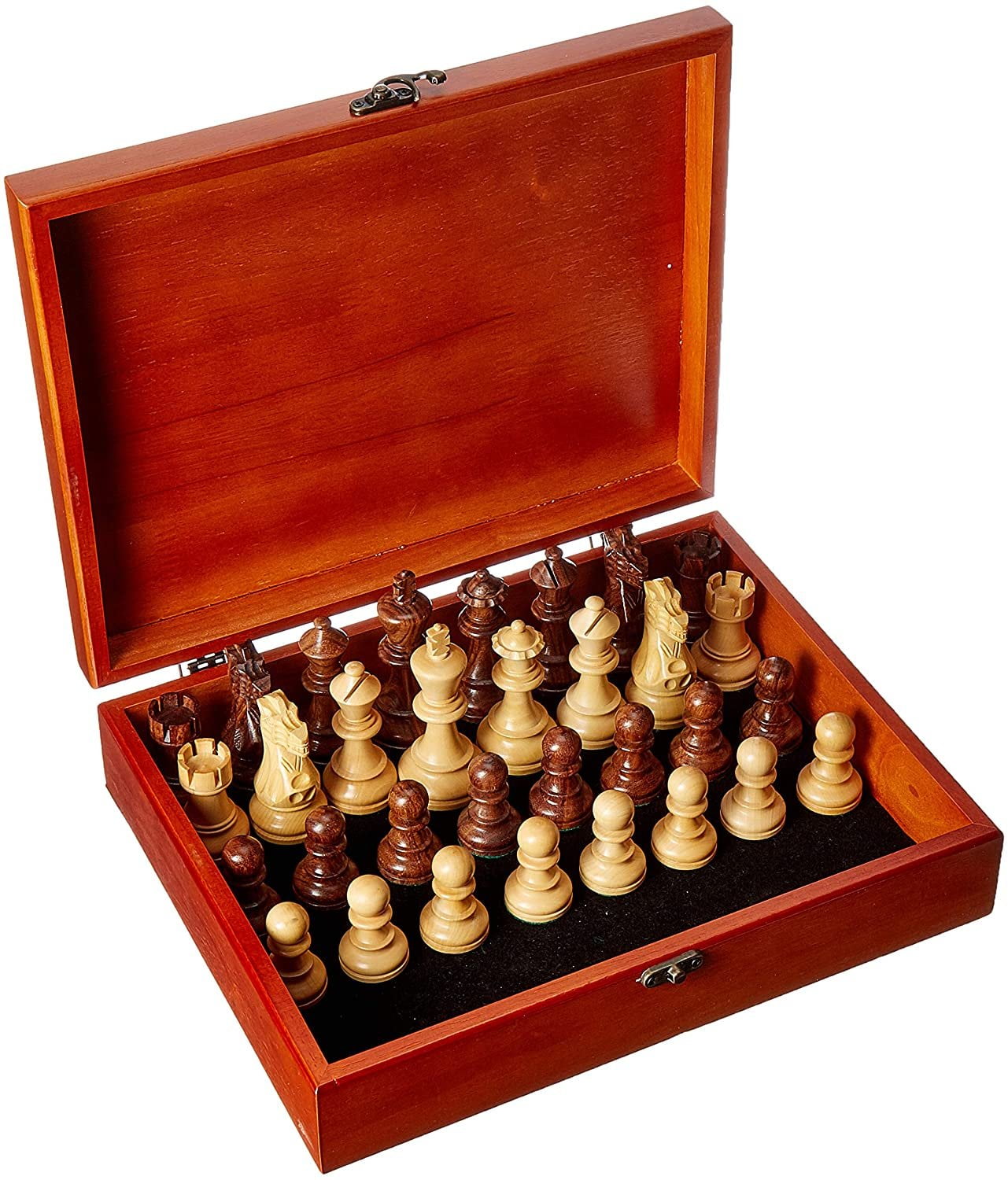WE Games English Staunton Weighted Wood Chess Pieces & Wooden Treasure ...