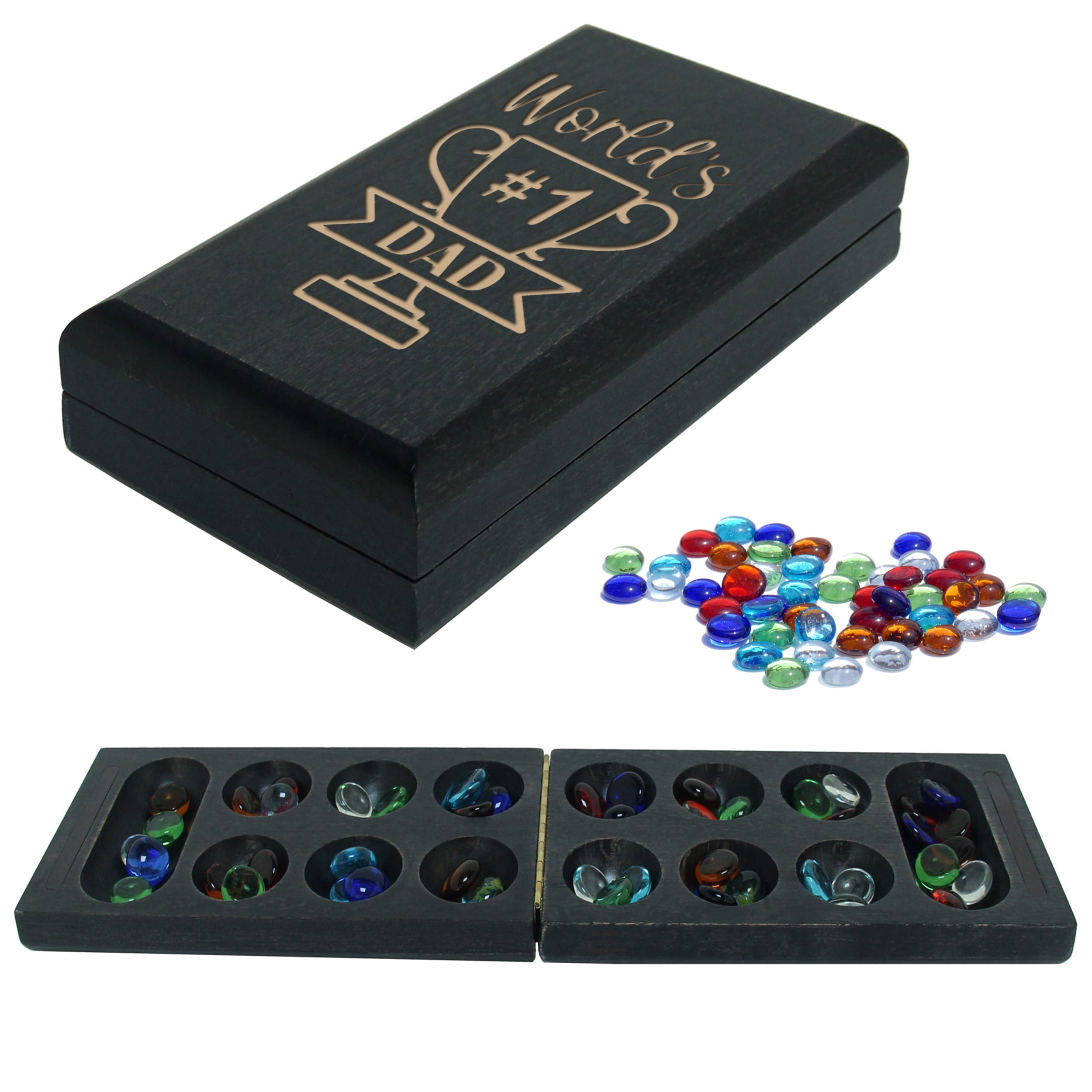WE Games Folding Mancala - Solid Wood Board & Glass Stones - Walmart.com