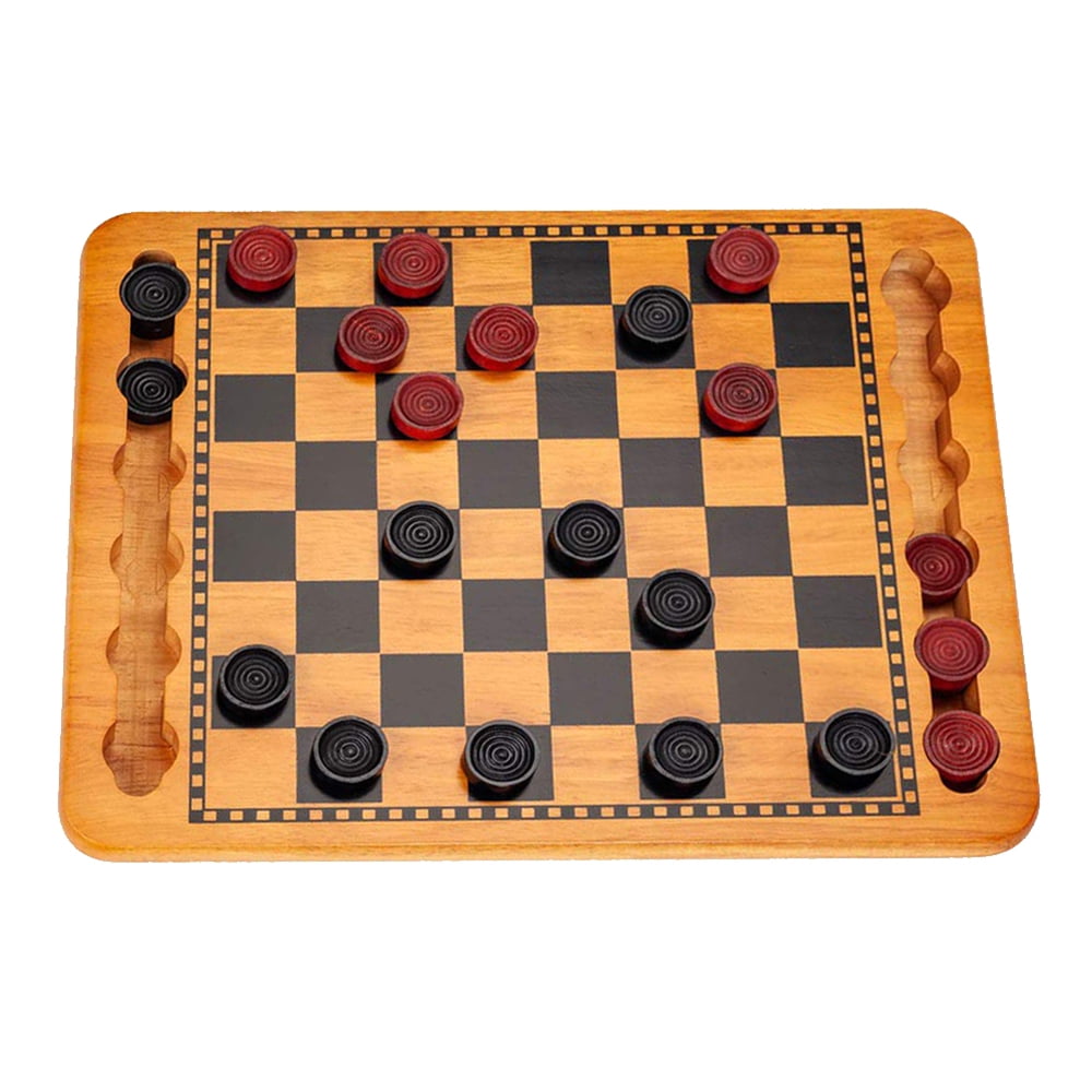 WE Games Solid Wood Checkers Board Set - Red & Black with Grooves for ...