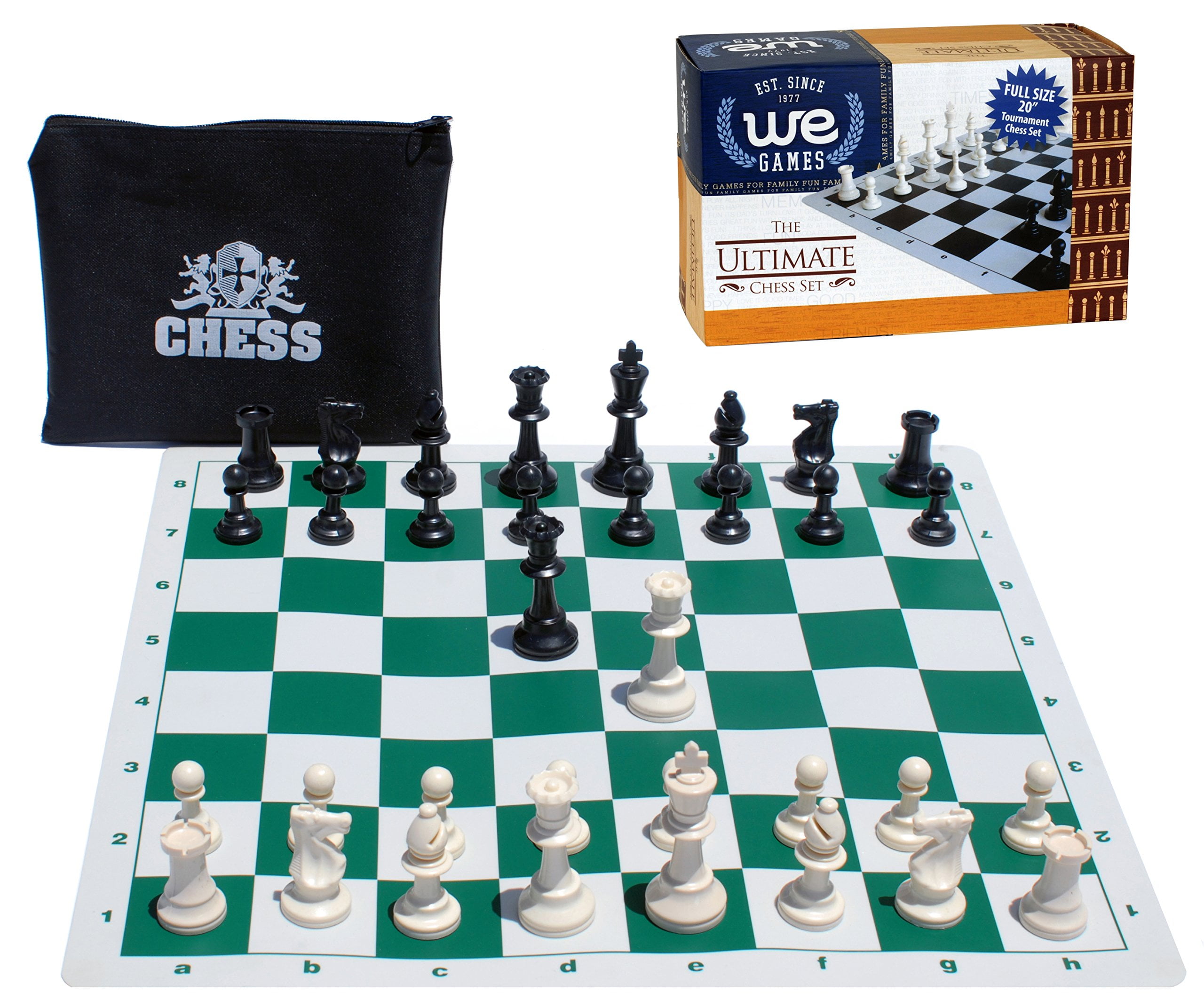 WE Games Travel Tournament Chess Set - 20 in. Green Silicone Board ...