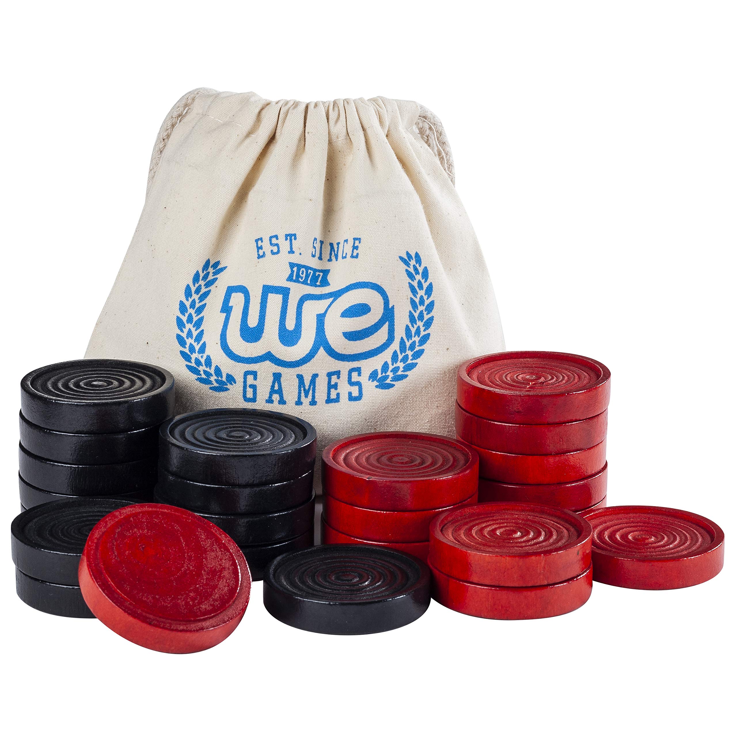 WE Games Wooden Checkers with Stackable Ridges - 2 inches - Walmart.com