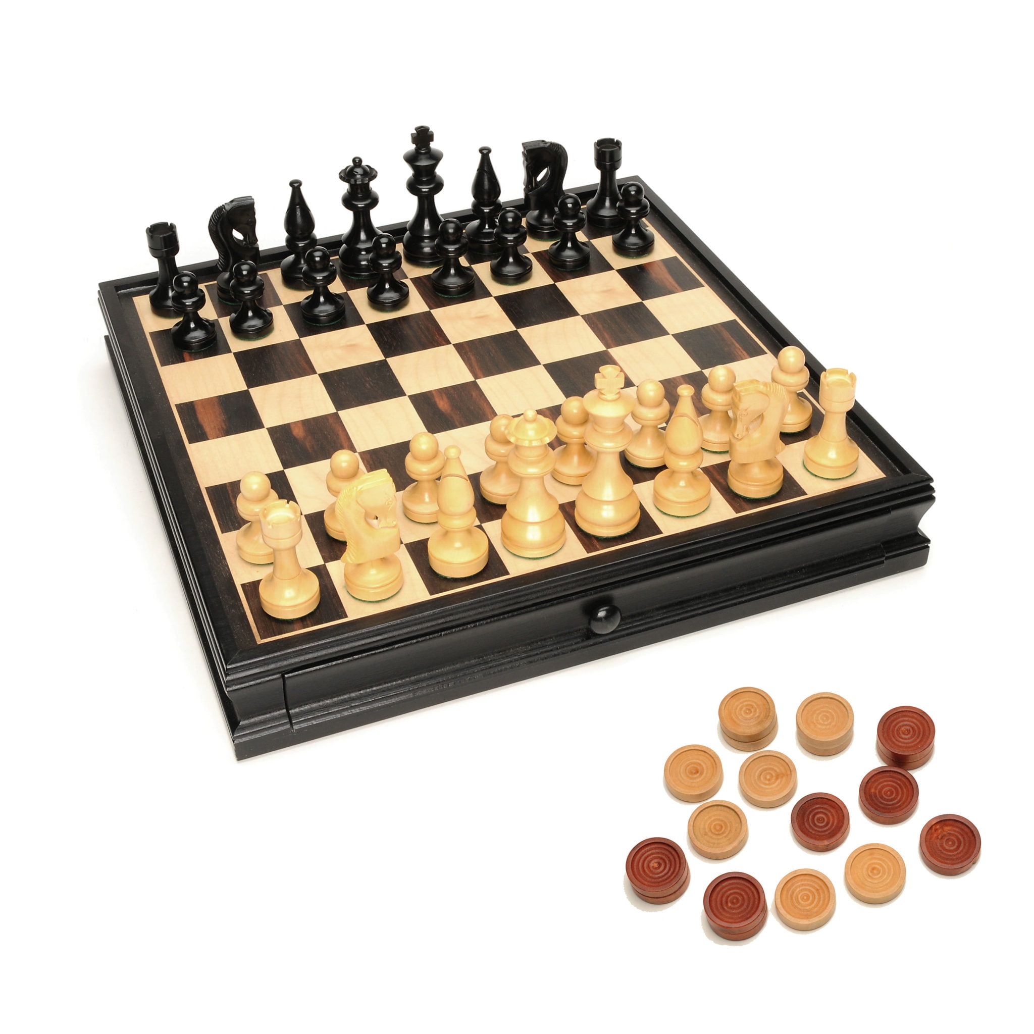 WE Games Wooden Russian Style Chess & Checkers Set - Black Stained 15 ...