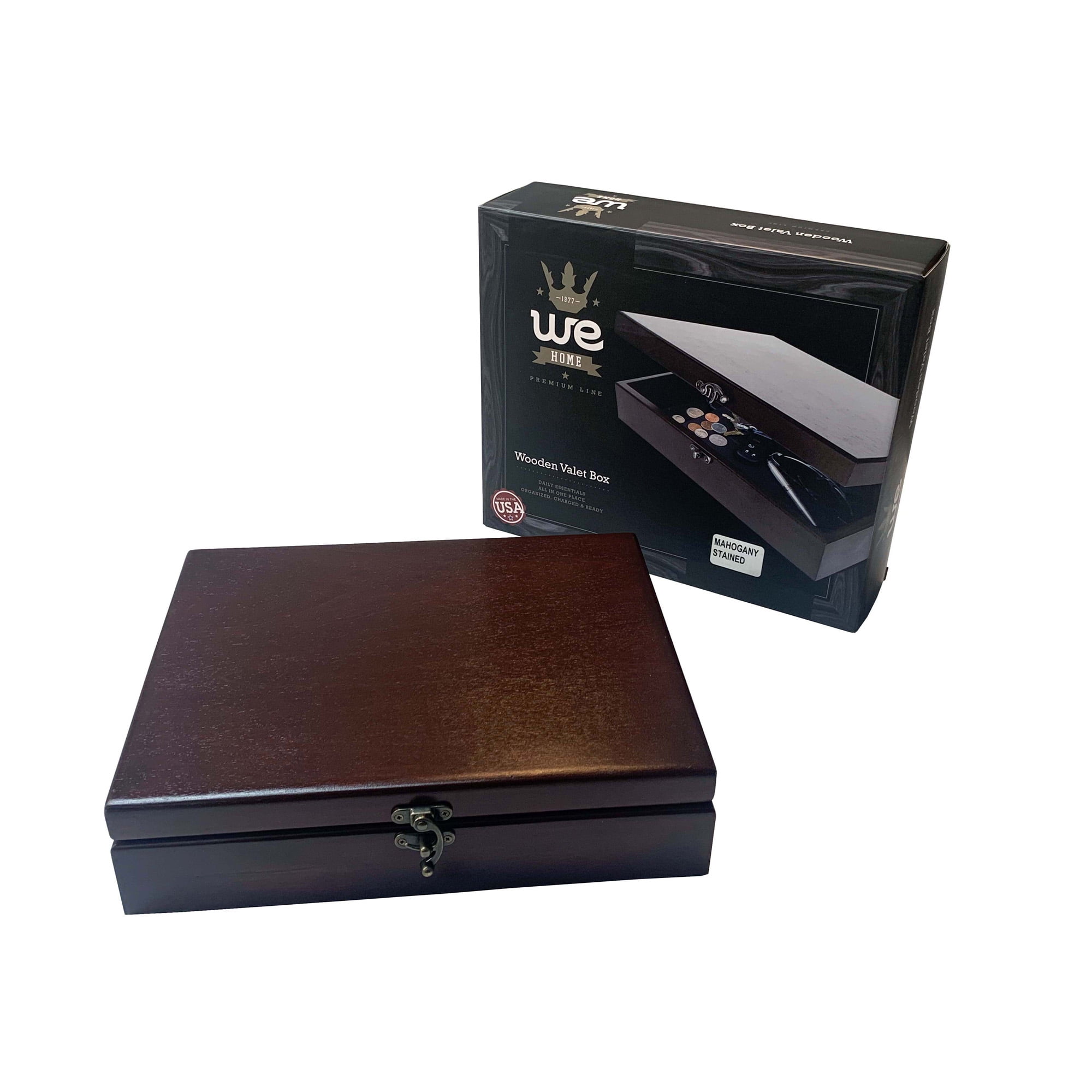 WE Games Wooden Valet Box - Mahogany Stain (Made in USA) - Walmart.com