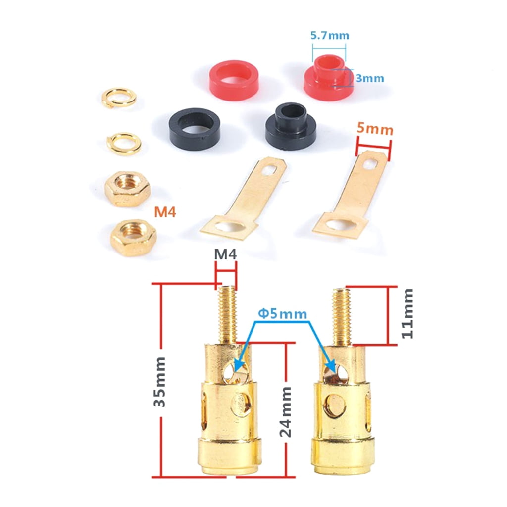 WE-POLUJ 1 Pair Binding Post Connectors Grounding Column for Speakers ...