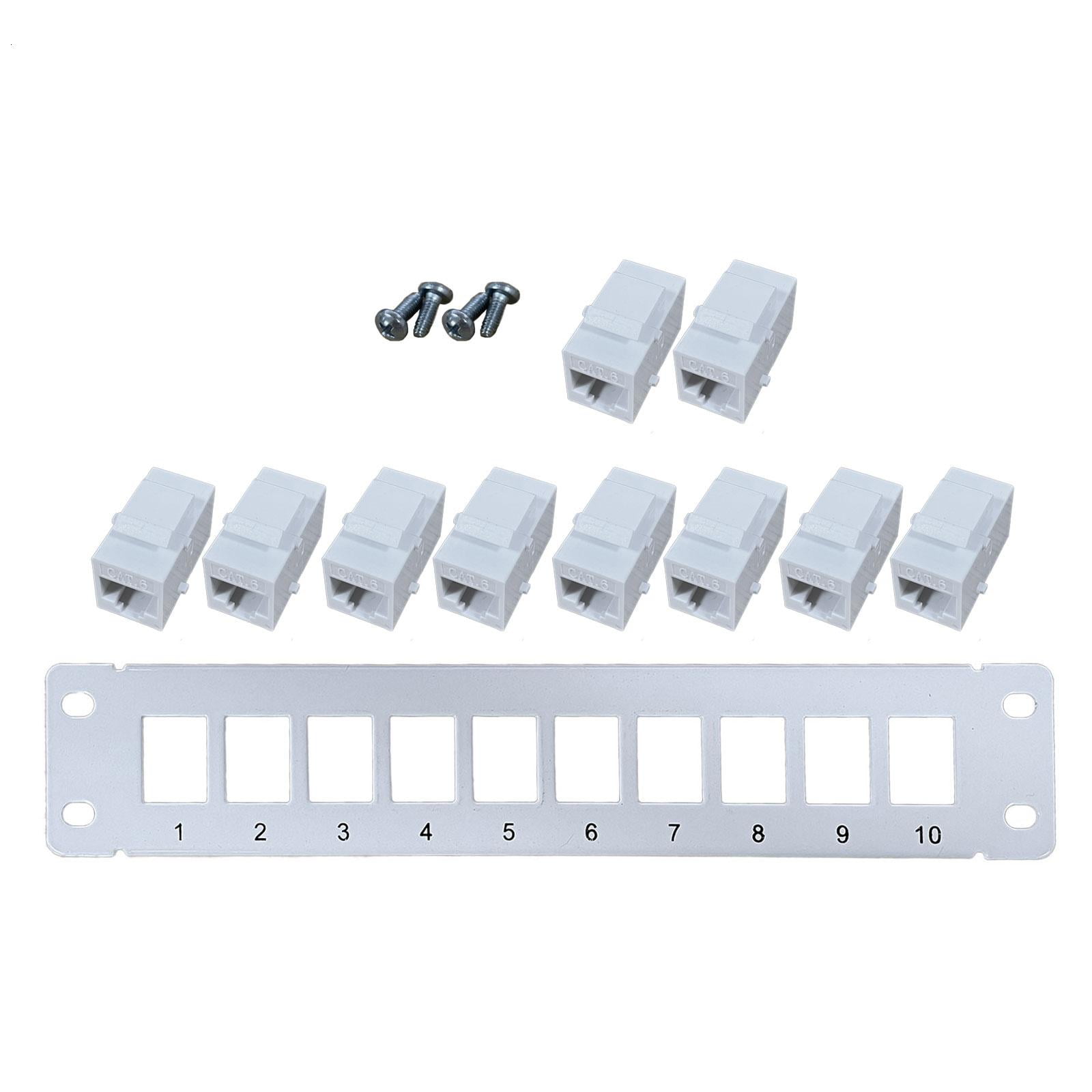 WE-POLUJ 10 Port Straight-throu CAT6 Patch Panel RJ45 Network Cable ...