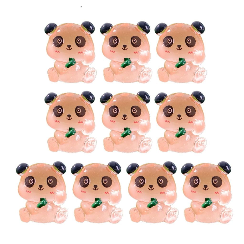 WE-POLUJ 10pc Miniature Luminous Panda Resin Figurines Glowing At Night ...