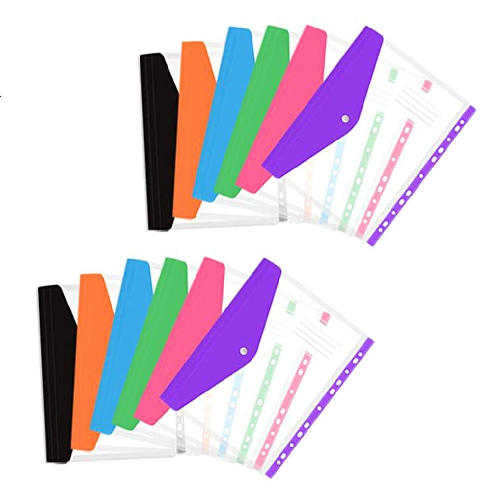 WE-POLUJ 12PCS Punched Pocket Clear Plastic Envelope File Wallet 11 ...