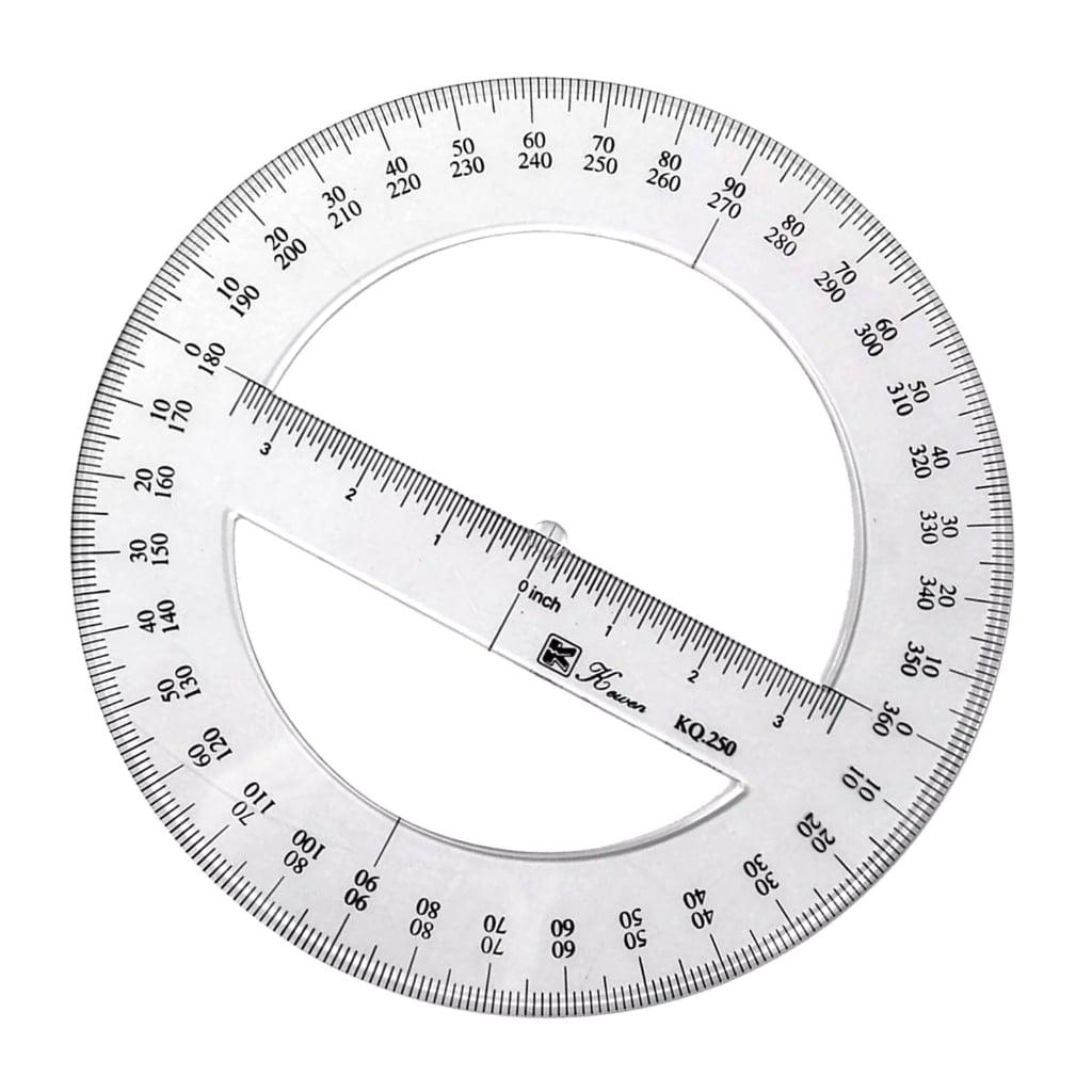 WE-POLUJ 25cm Round Protractor Ruler Full Center Angle 360 Degree ...