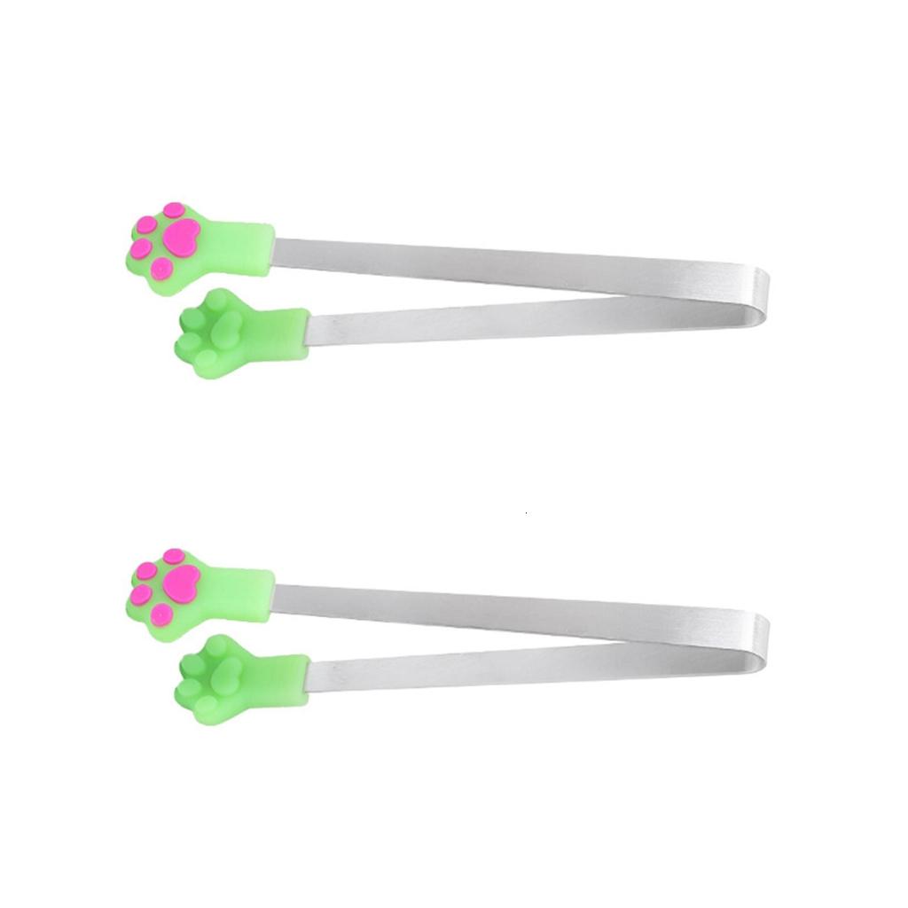 WE-POLUJ 2Pcs Cats Paws Shape Silicones and Steel Mini Tongs Colorful ...
