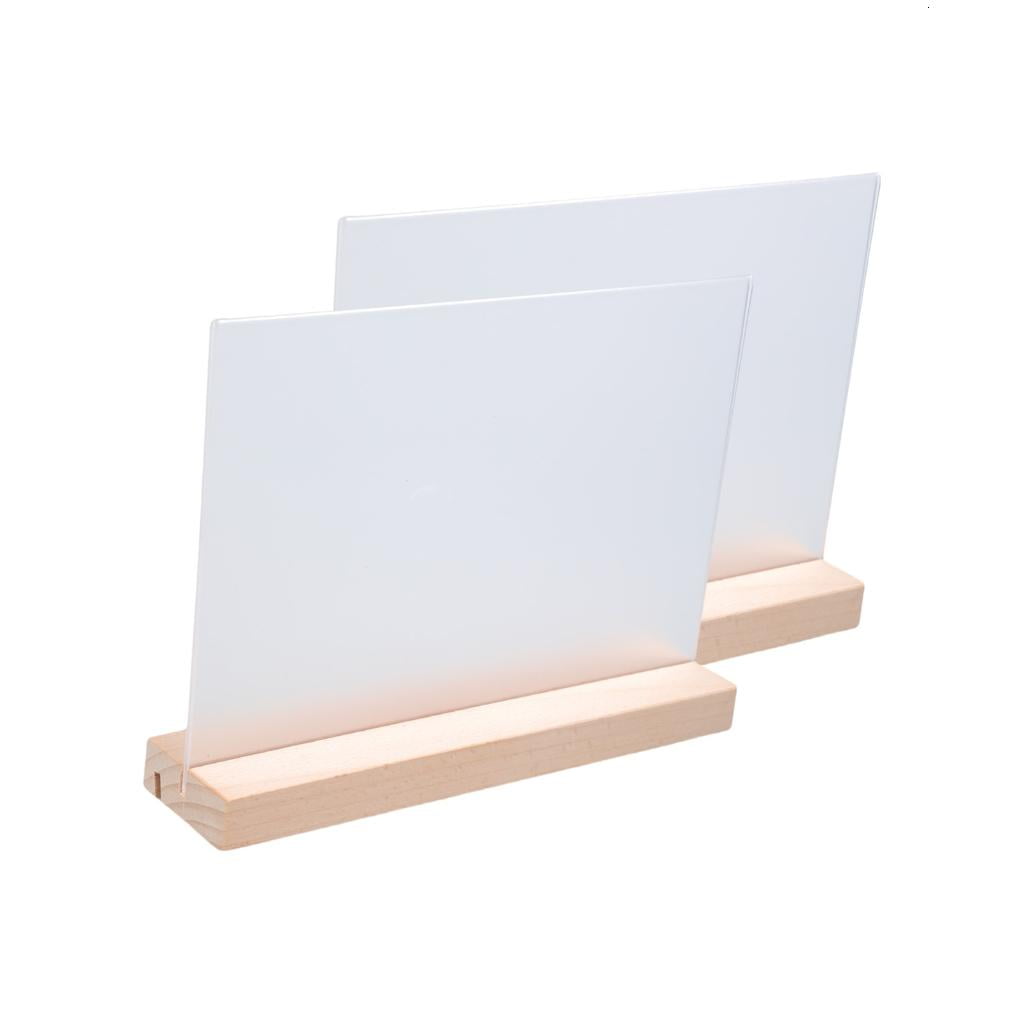 WE-POLUJ 2Pcs Clear Acrylic Poster Display Stand with Wood Base ...
