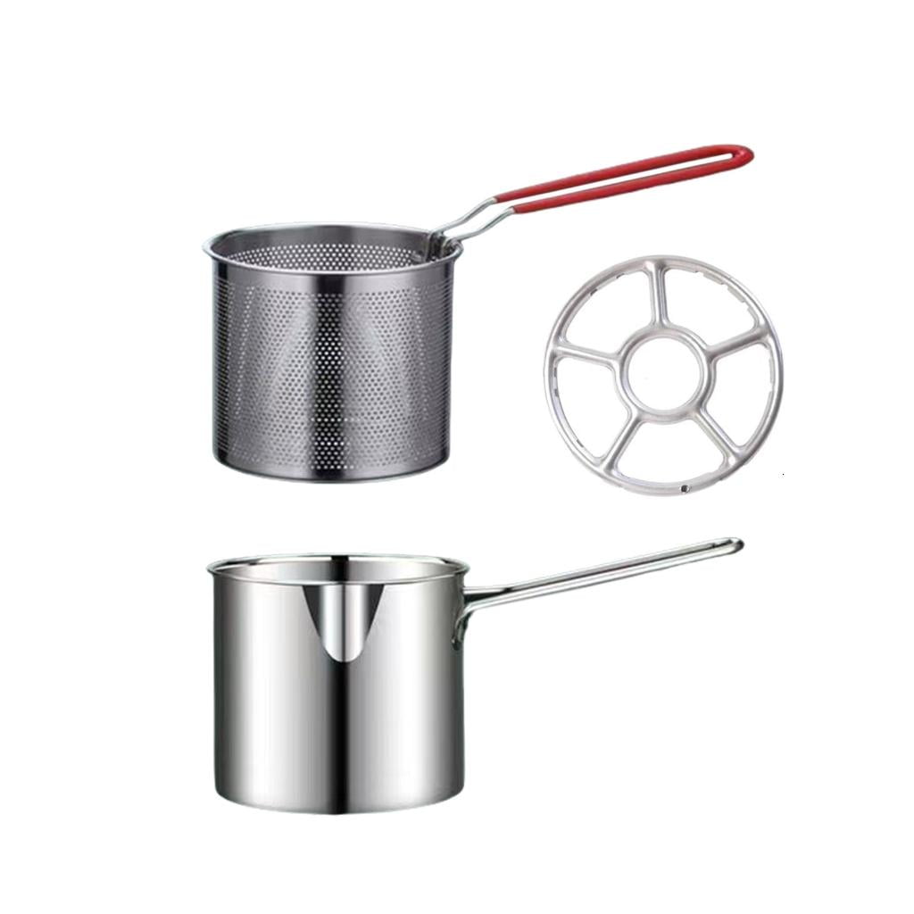 WE-POLUJ 304Stainless Steel Frying Pans with Detachable Strainer Family ...