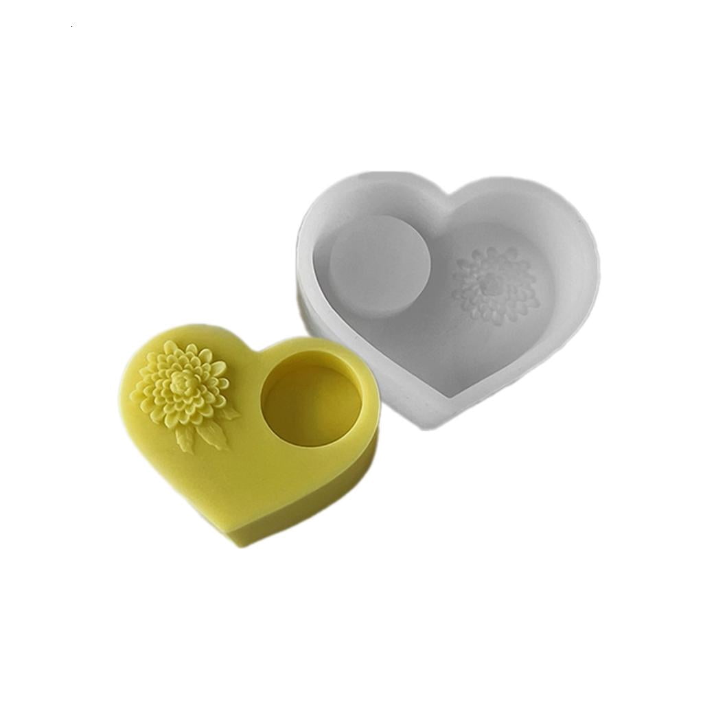 WE-POLUJ 3D Candlestick Silicone Mold Heart Shaped Candle Base Molds ...