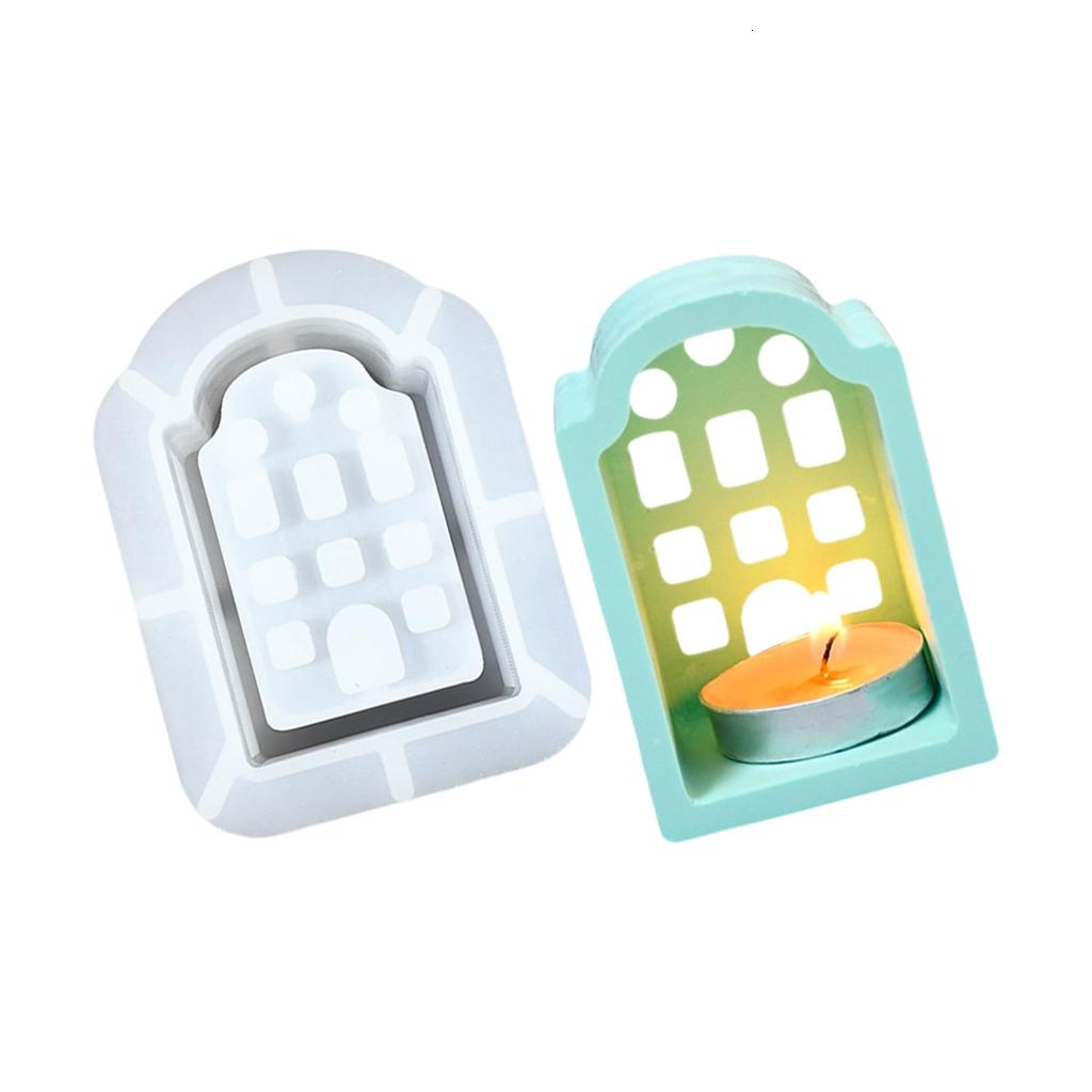 WE-POLUJ 3D Candlestick Silicone Mold Hollow out House Candle Base Mold ...
