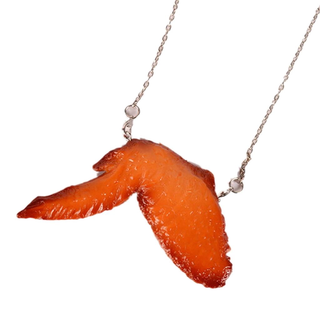WE-POLUJ 3D Fried Chicken Drumstick & Wing Clavicle Chain Necklace ...