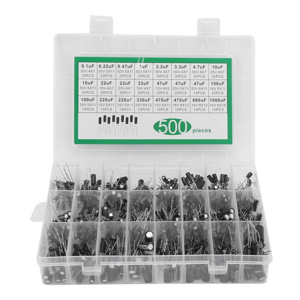 WE-POLUJ 500pcs Electrolytic Capacitor set Radial Electrolytic ...