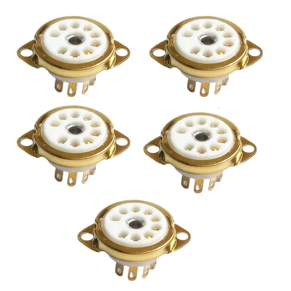 WE-POLUJ 5pcs GZC9-C-1/GZC9-C-1-G Ceramic Tube Socket 9PIN Tube Socket ...