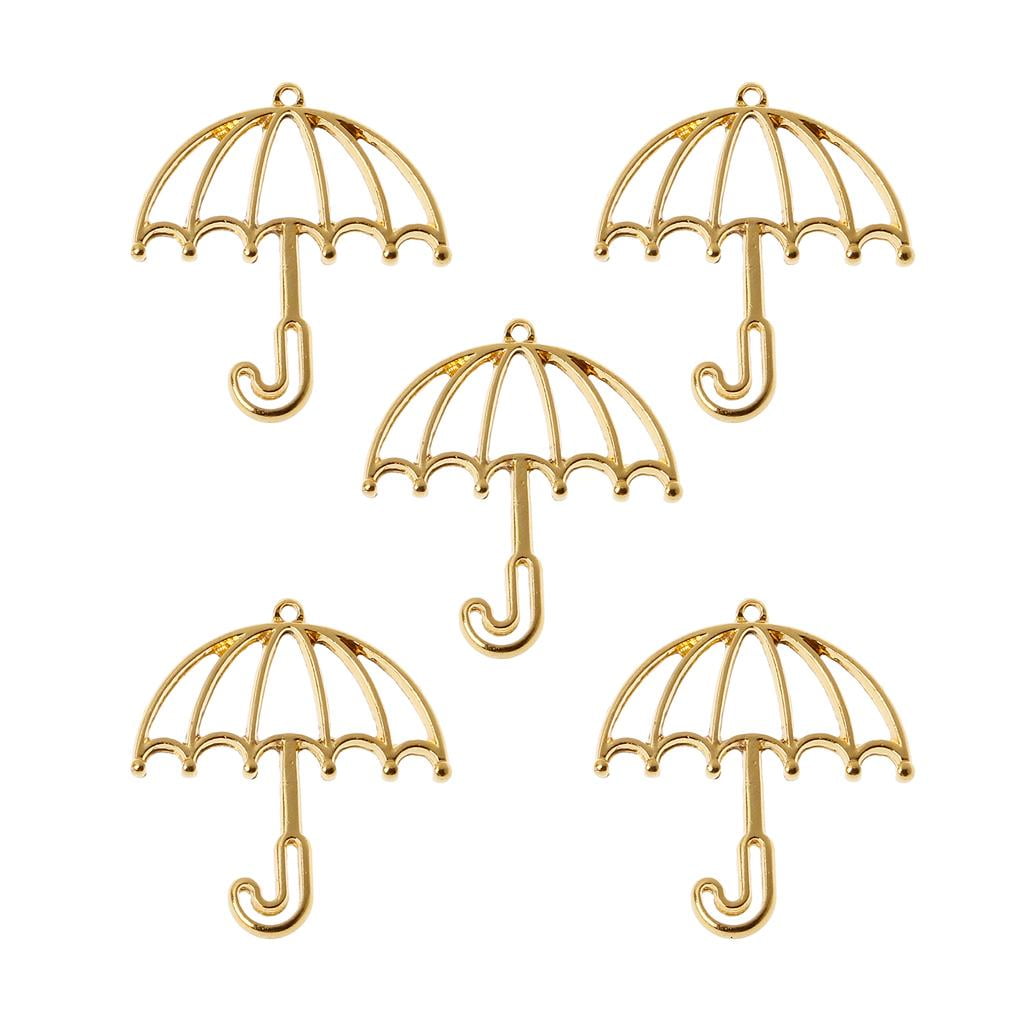 WE-POLUJ 5x Handmade Gold Umbrella Resin Frame Blank Open Bezel Setting ...