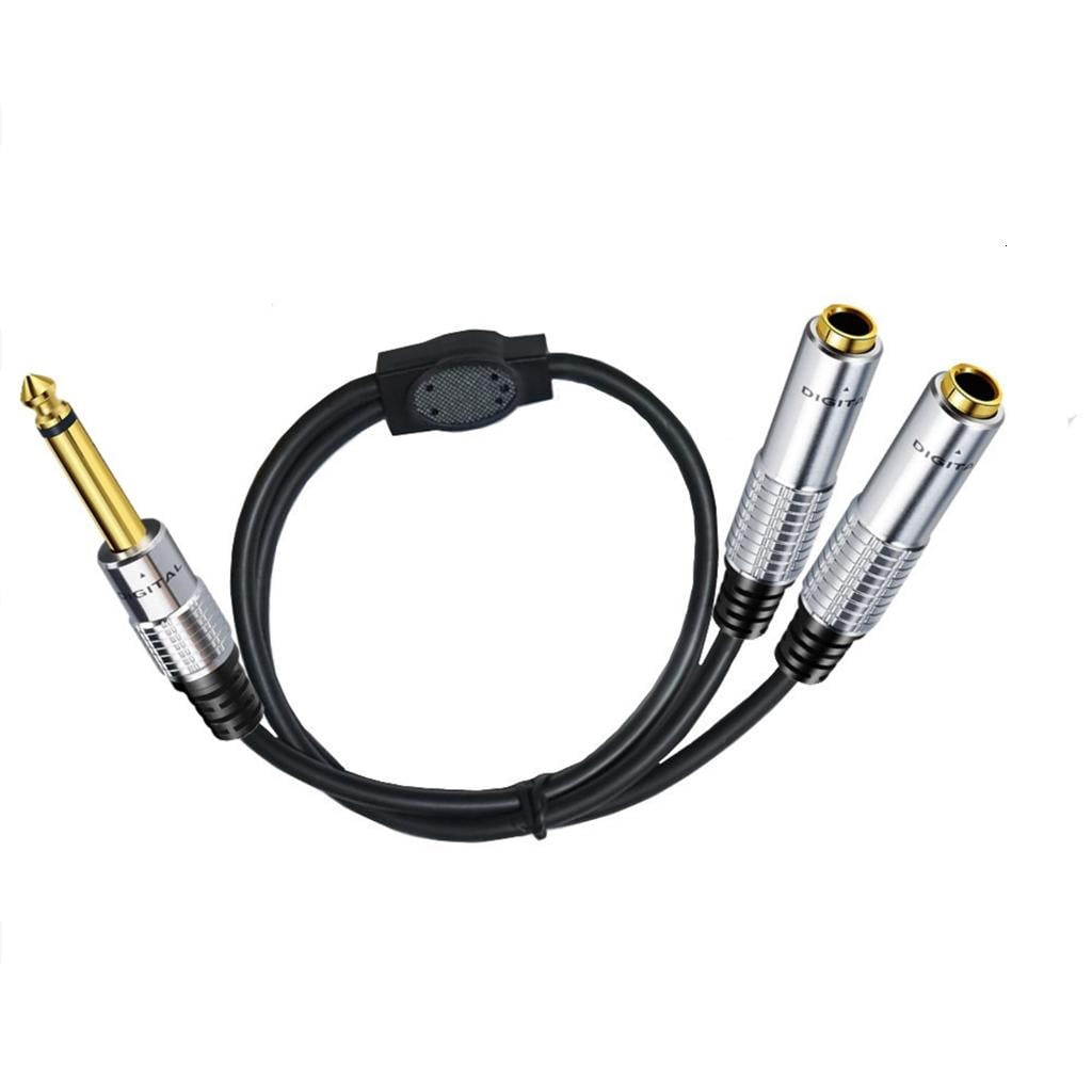 WE-POLUJ 6.35mm Stereo Male to 2x6.35mm Female Cable Stereo Headphone ...