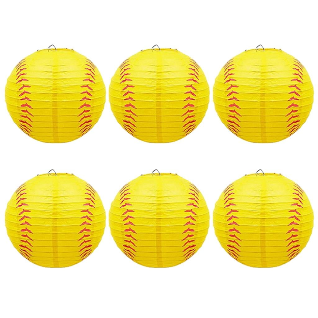 WE-POLUJ 6Pcs Football Baseball Sports Paper Lanterns Hanging ...