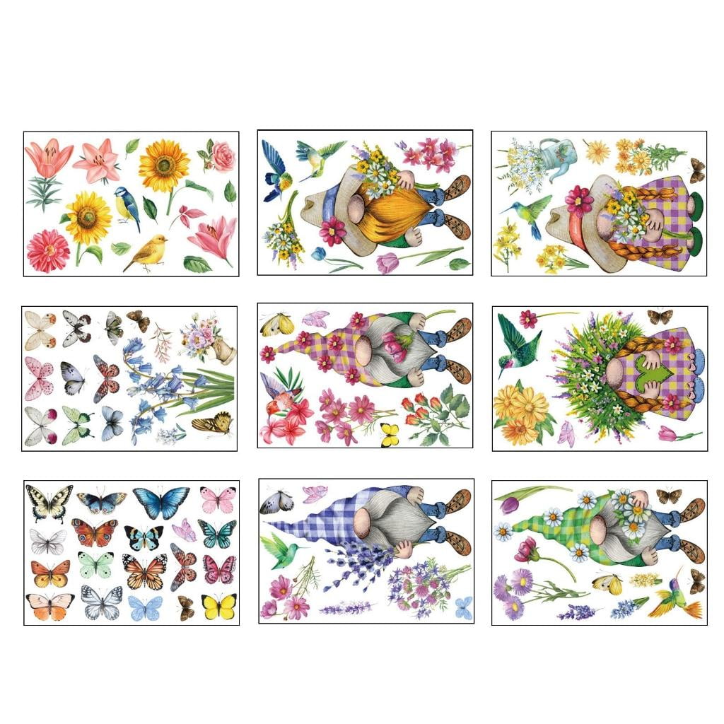WE-POLUJ 9 Sheets Spring Themed Window Sticker Gnomes Decal for ...