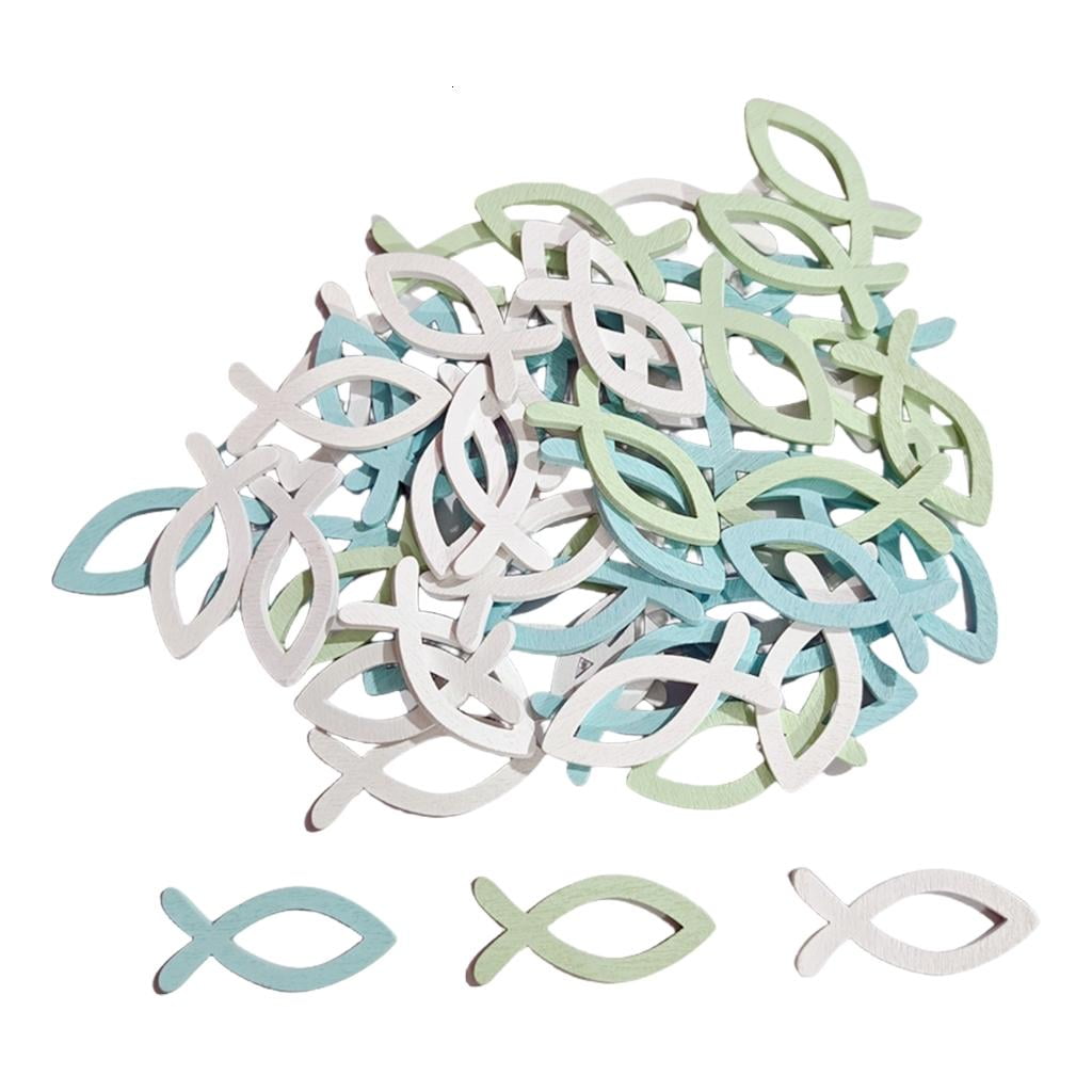 WE-POLUJ 90Pieces Wood Fish Cutouts Table Scatter Decorations for ...