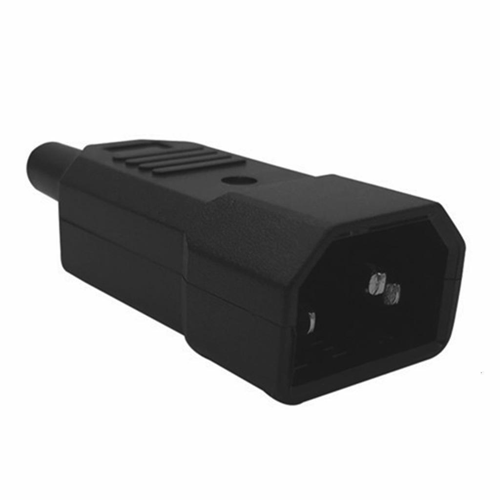 WE-POLUJ AC 250V 10A IEC C14 Male 3 Pins Terminals Inline Adapter Plug ...