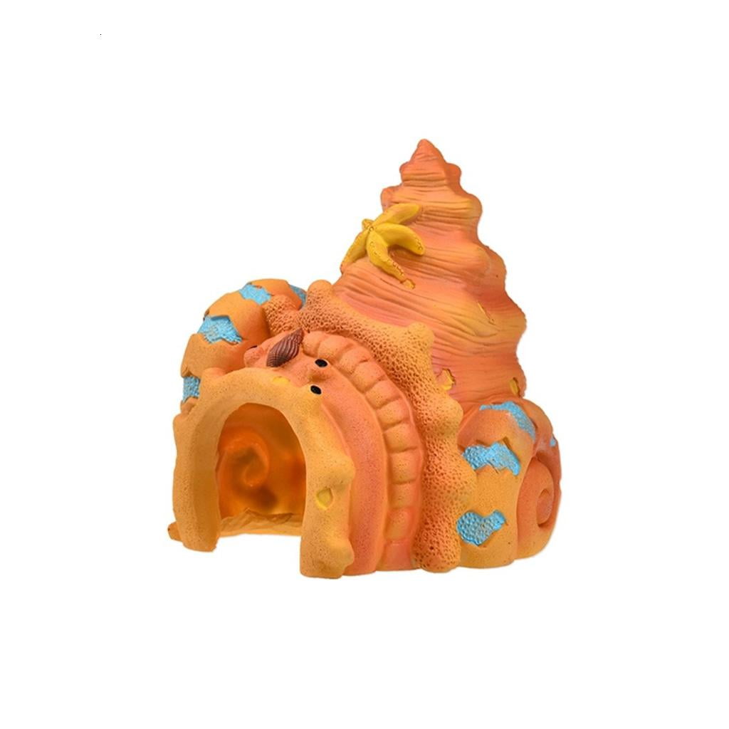 WE-POLUJ Aquarium Resin House Decoration Conch Castle Rock Cave Betta ...