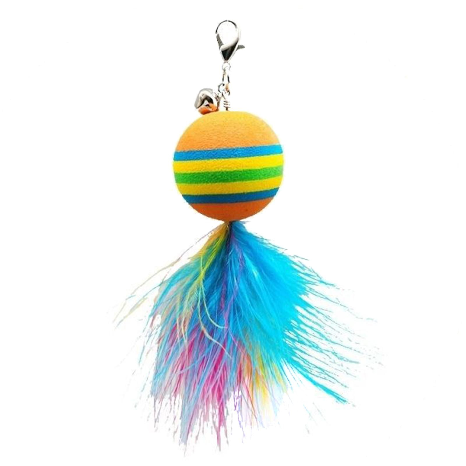 WE-POLUJ Cats Feathered Toy Sphere Toy Teaser with Bells Colorful ...