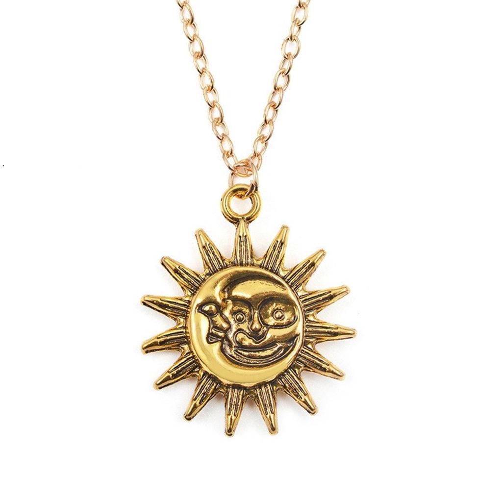 WE-POLUJ Chic Sun and Moon Necklace Dainty Neckchain Neck Jewelry ...