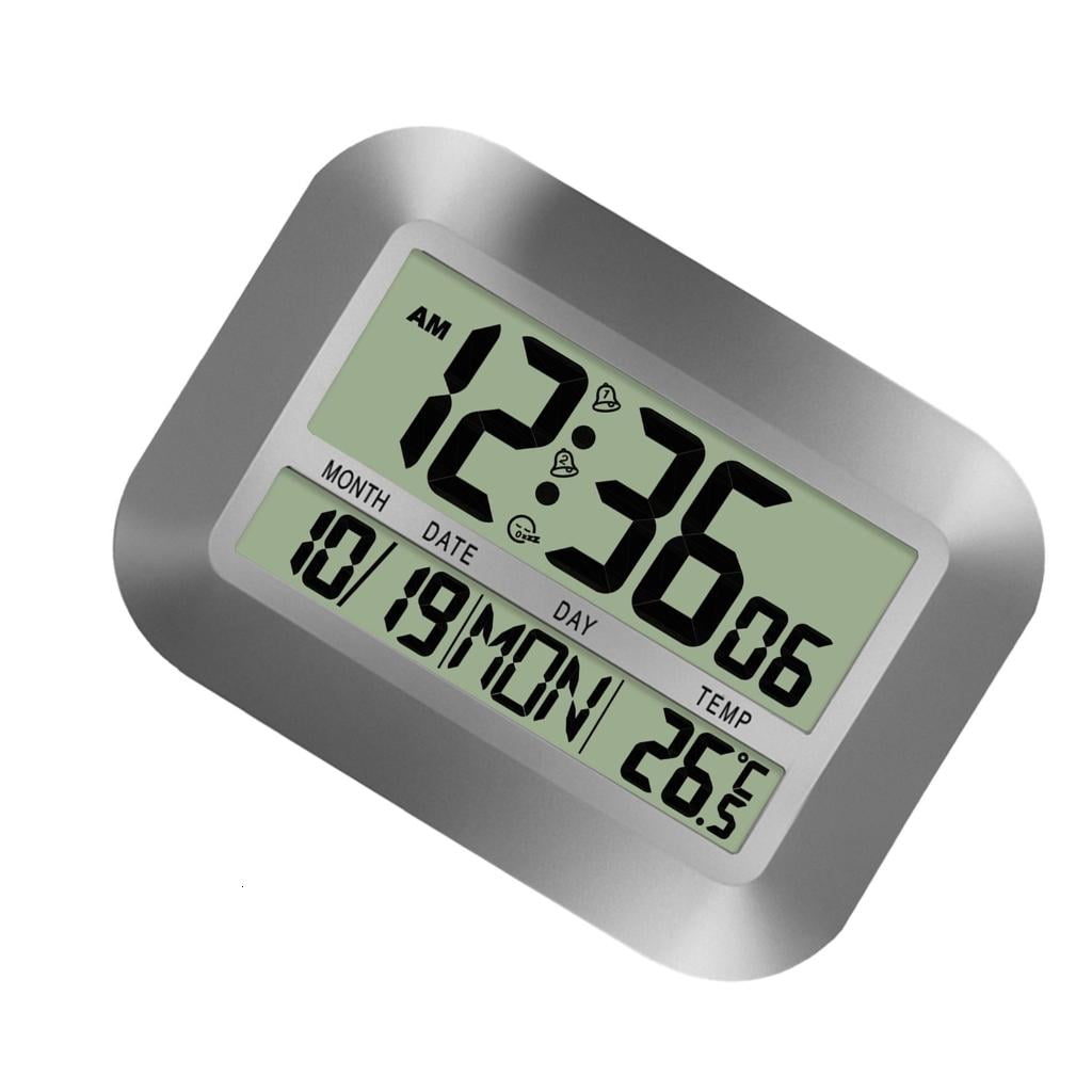 WE-POLUJ Digital Calendar Clock With Week Temperature Multiple Time ...
