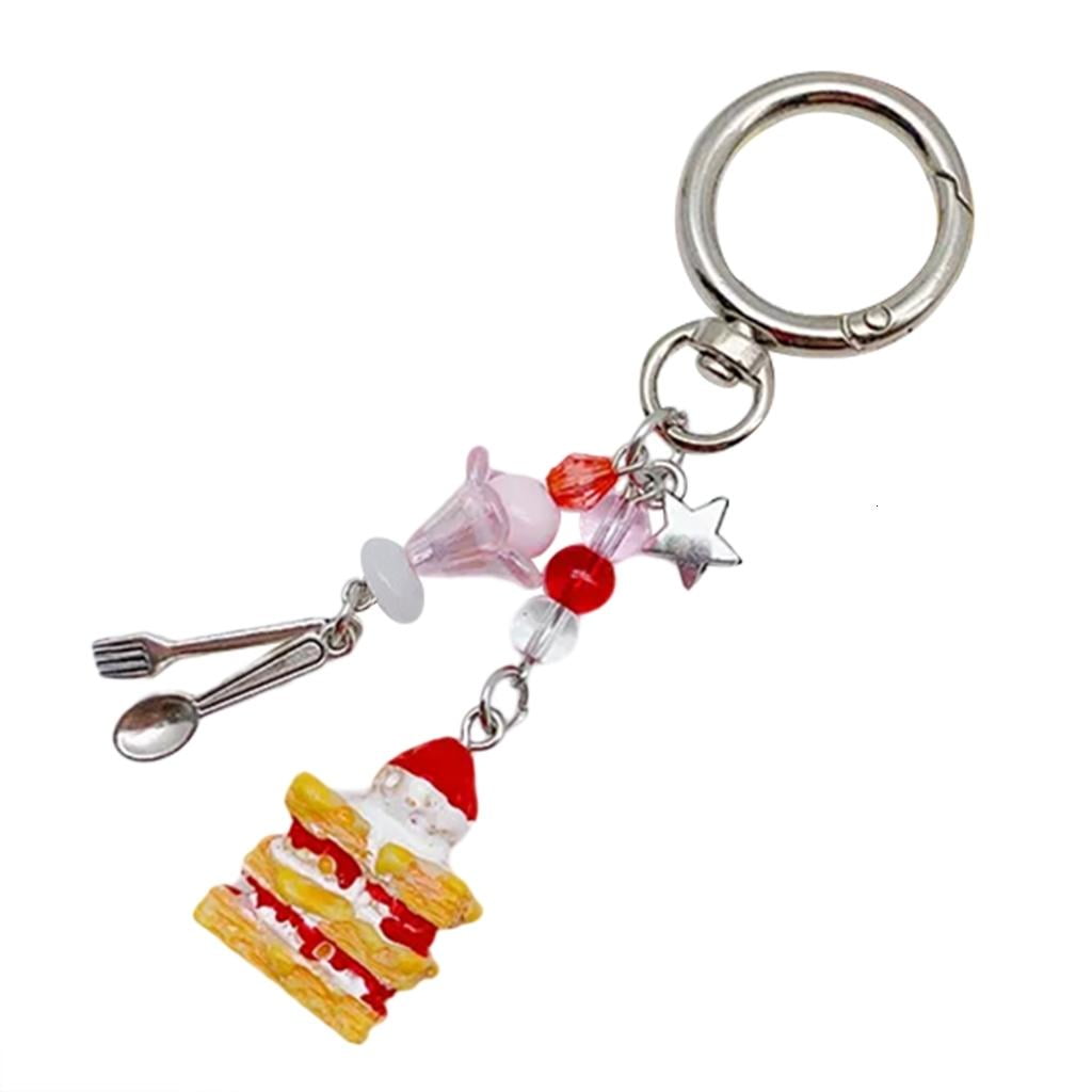 WE-POLUJ Elegant Ice Cream Keychain Pendant Cute Cake Keyring for ...
