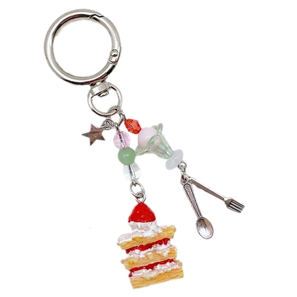 WE-POLUJ Elegant Ice Cream Keychain Pendant Cute Cake Keyring for ...