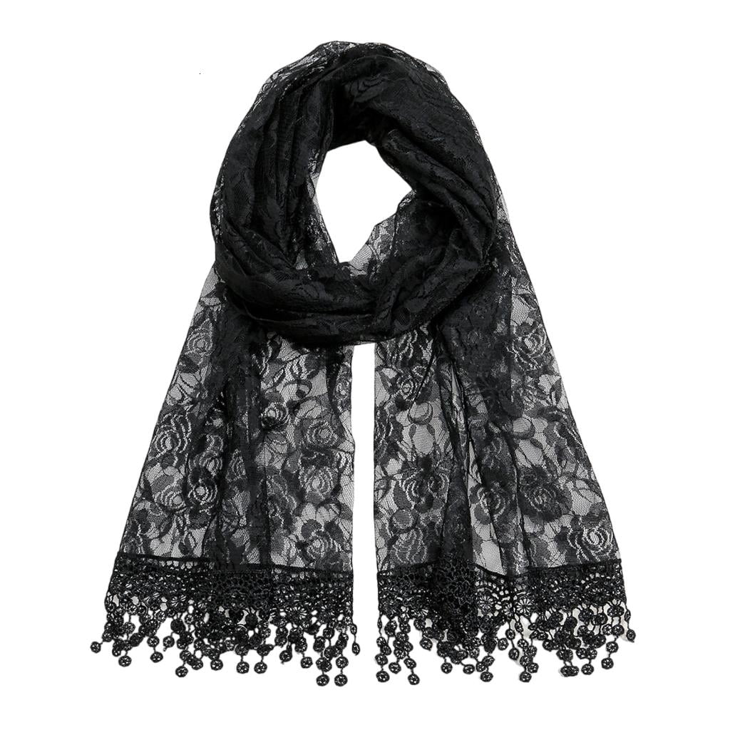 WE-POLUJ Elegant Lace Mantilla Veils Church Head Scarf Flower Lace Mesh ...