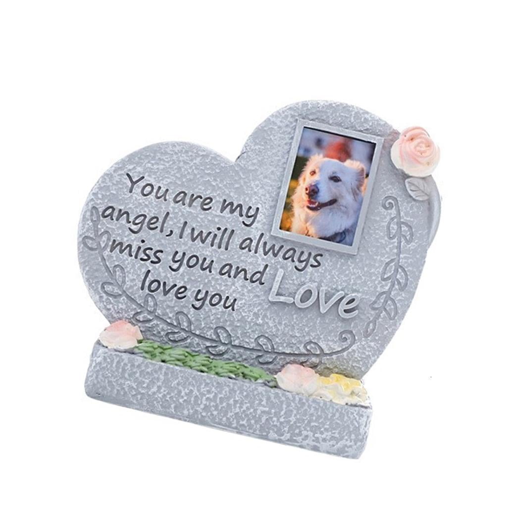 WE-POLUJ Engraved Words Pet Memorial Tombstone Resin Grave Marker for ...