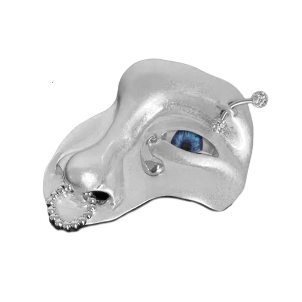 WE-POLUJ Exaggerated Half Face Brooch Orcs Mask Lapel Pin Clothing ...