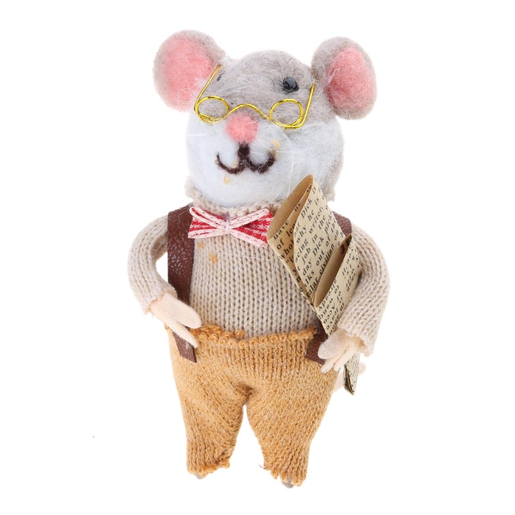 WE-POLUJ Felt Mouse Figurine Wool Felted Mice Dolls Miniature for ...