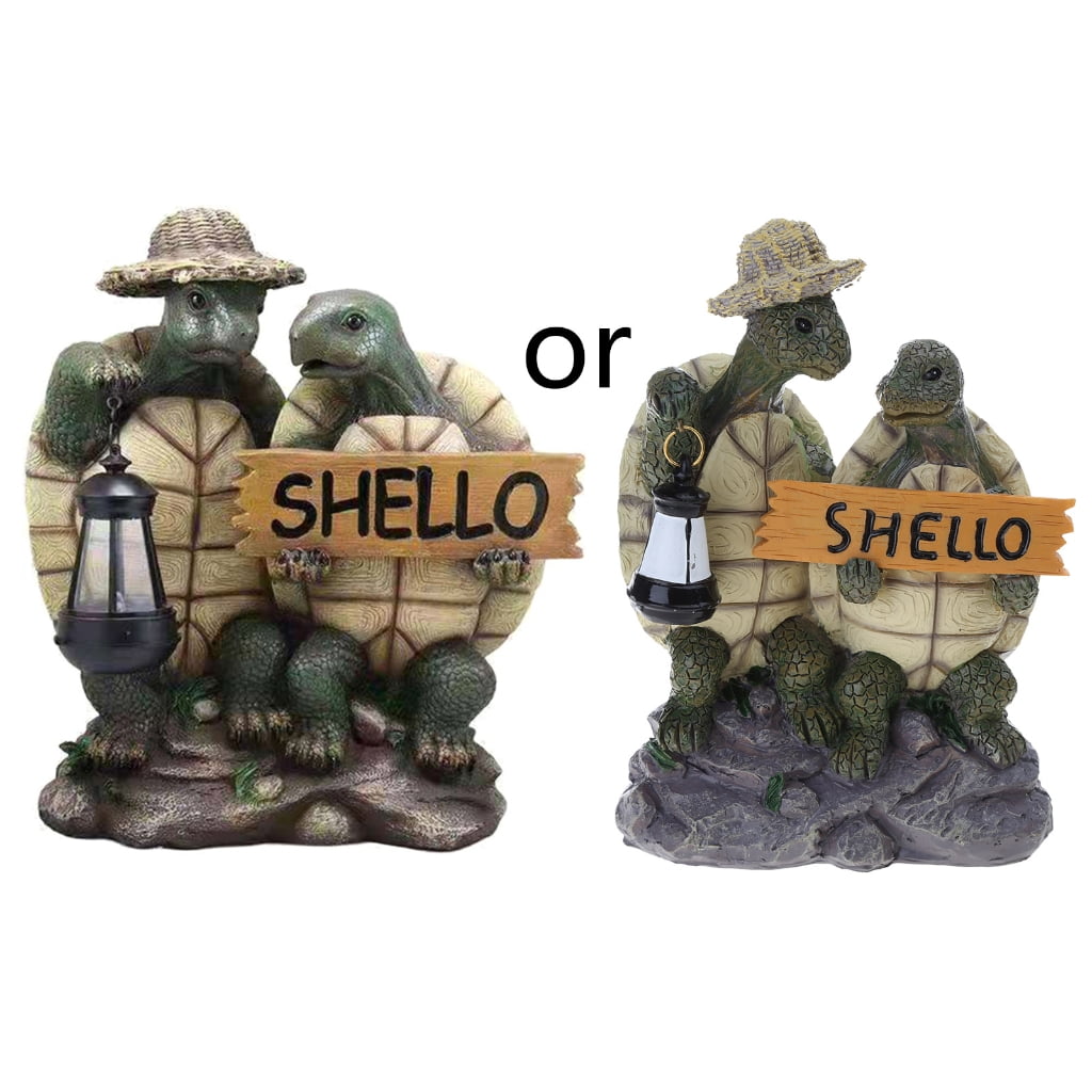 WE-POLUJ Garden Statue for Turtle Figurine Hiking Tortoise with Straw ...