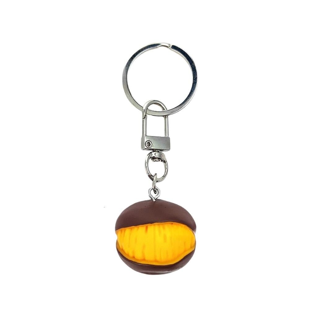 WE-POLUJ Handmade Rubber Miniature Chestnut Keychain Realistic Nut ...