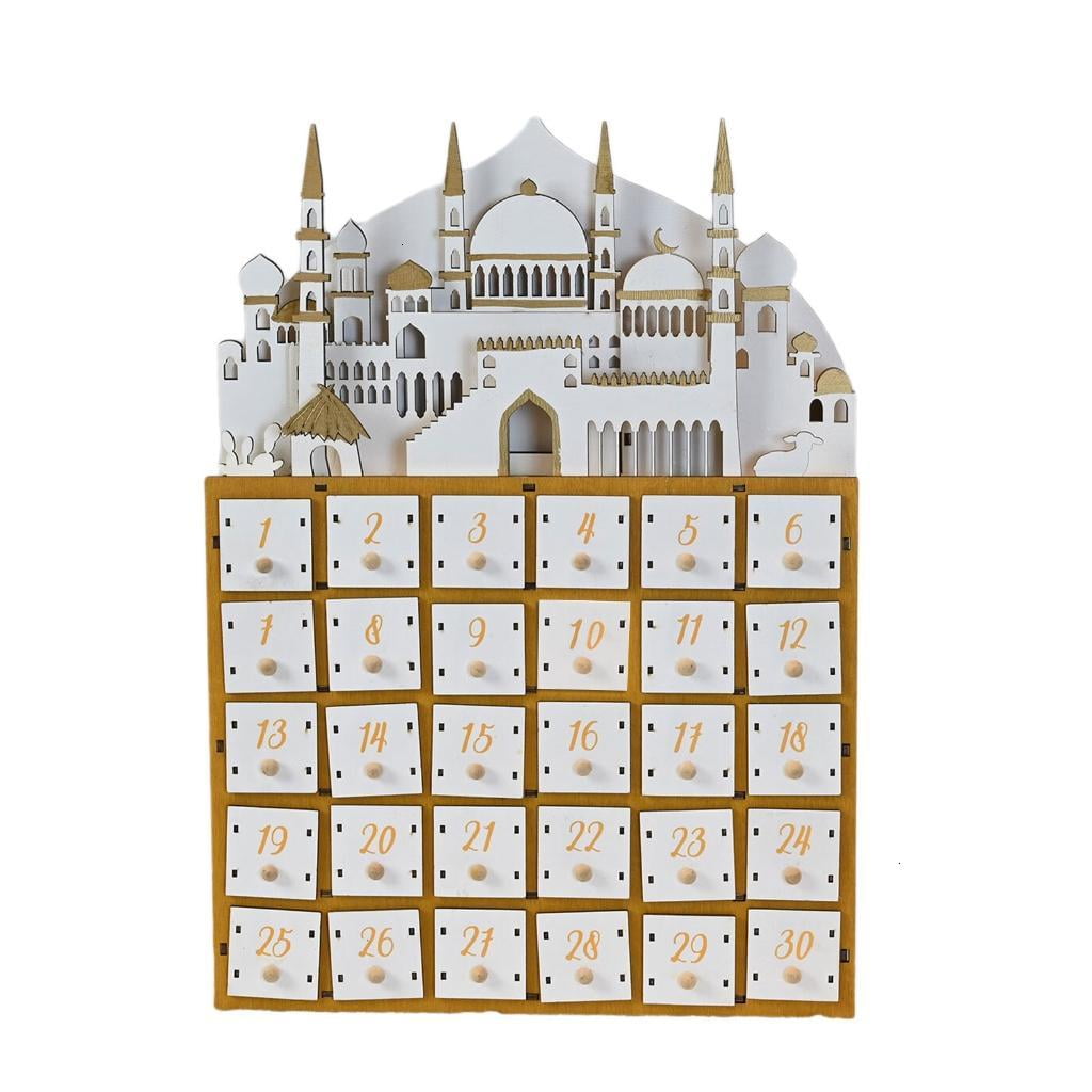 WE-POLUJ Islamics Home Decors Wood Eid Advent Calendar Drawers with ...