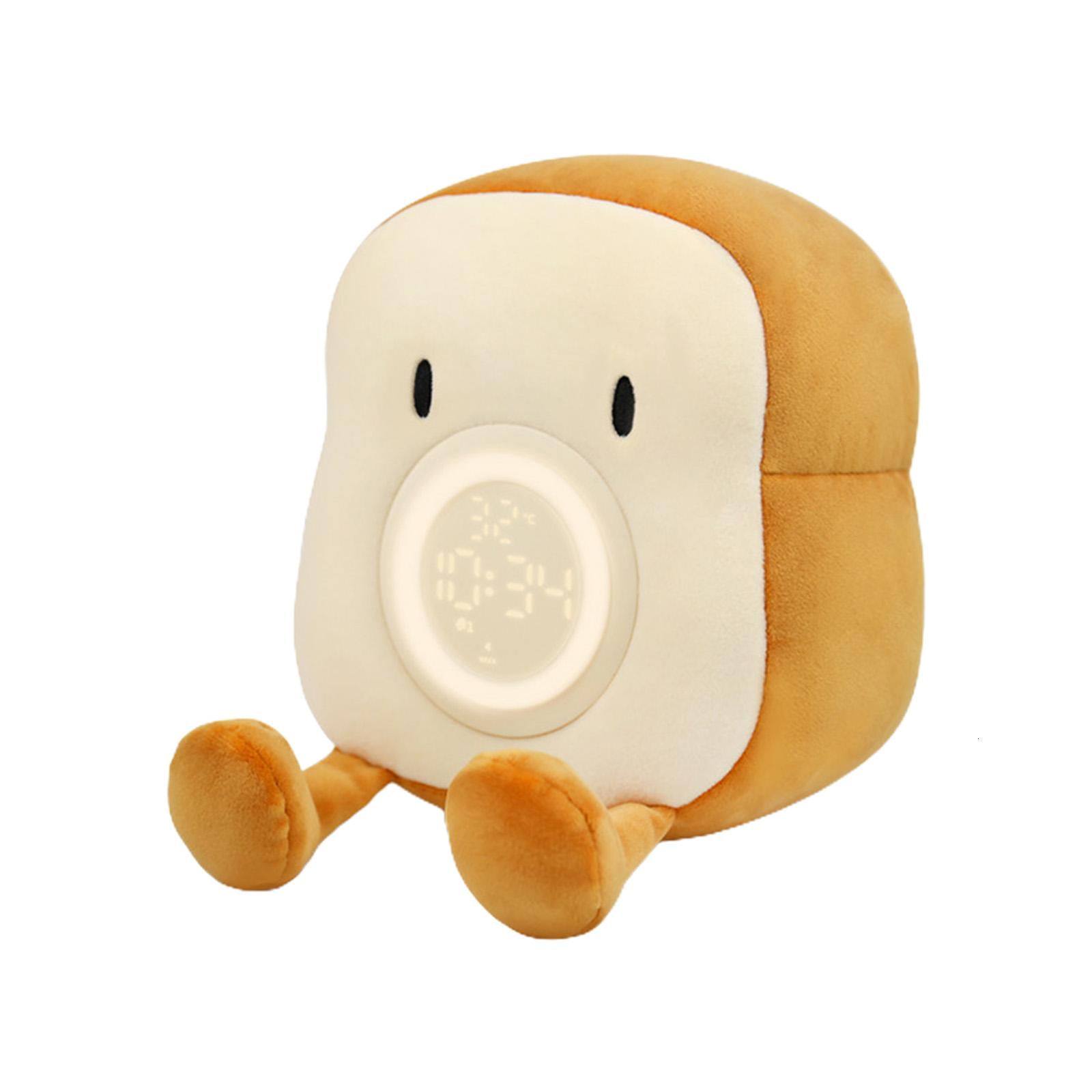 WE-POLUJ LED Digital Cartoon Alarm Clock Bedroom Plush Toast Shape ...
